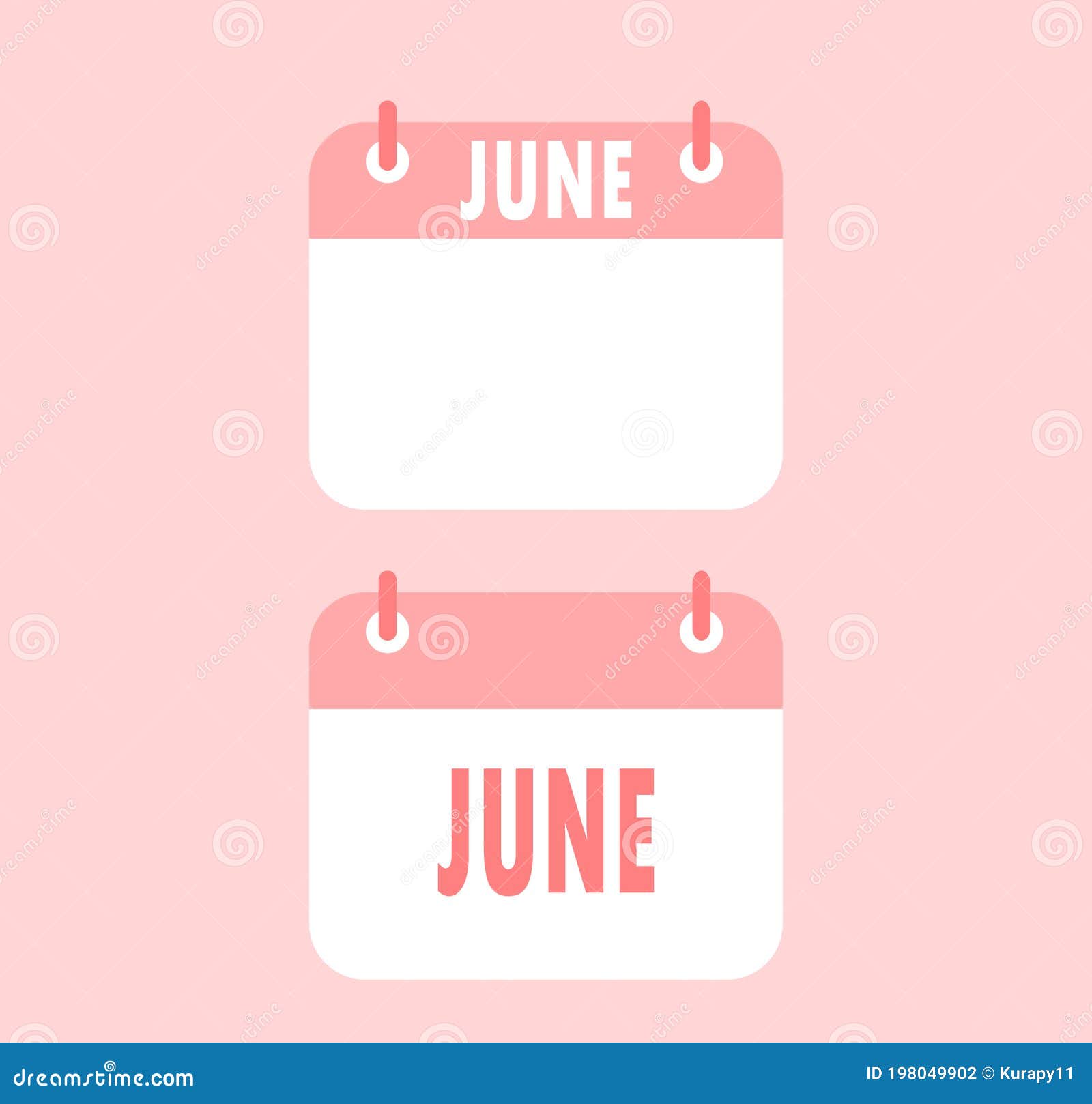 June Calendar Icon on Red Background.Two Flat Style Stock Illustration ...