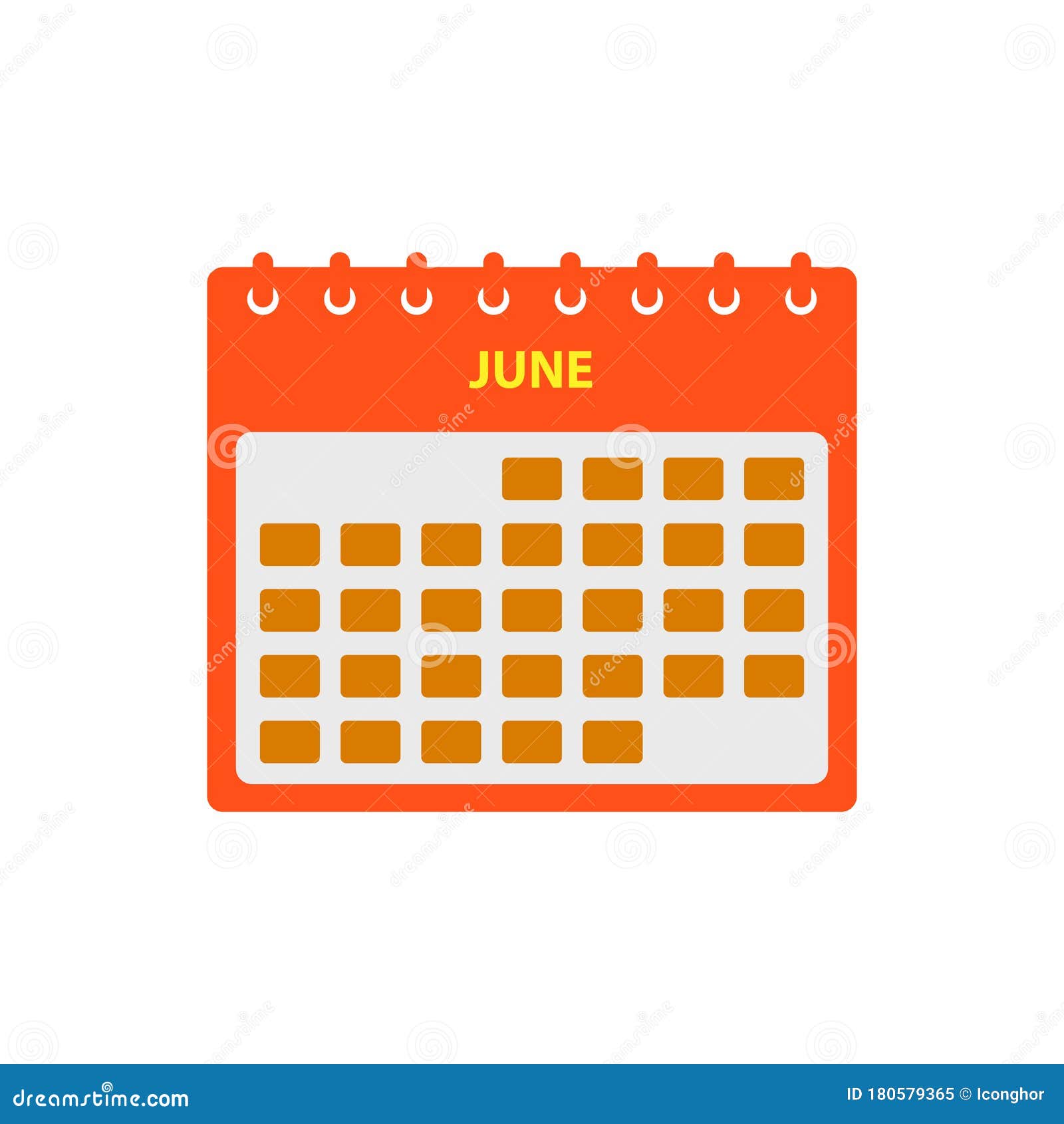 June Calendar Icon Set. stock vector. Illustration of month - 180579365