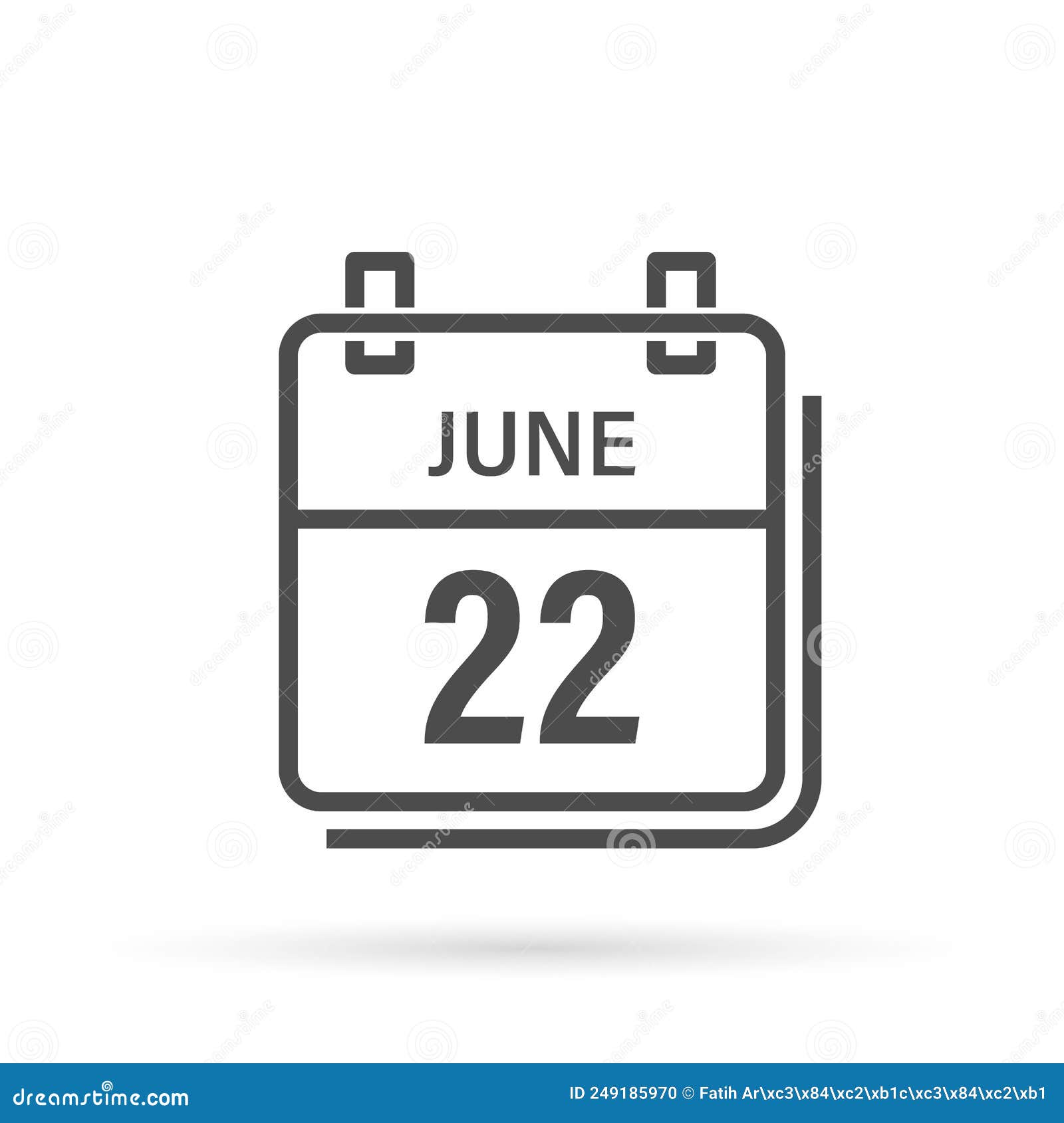 June 22, Calendar Icon with Shadow. Day, Month. Flat Vector ...