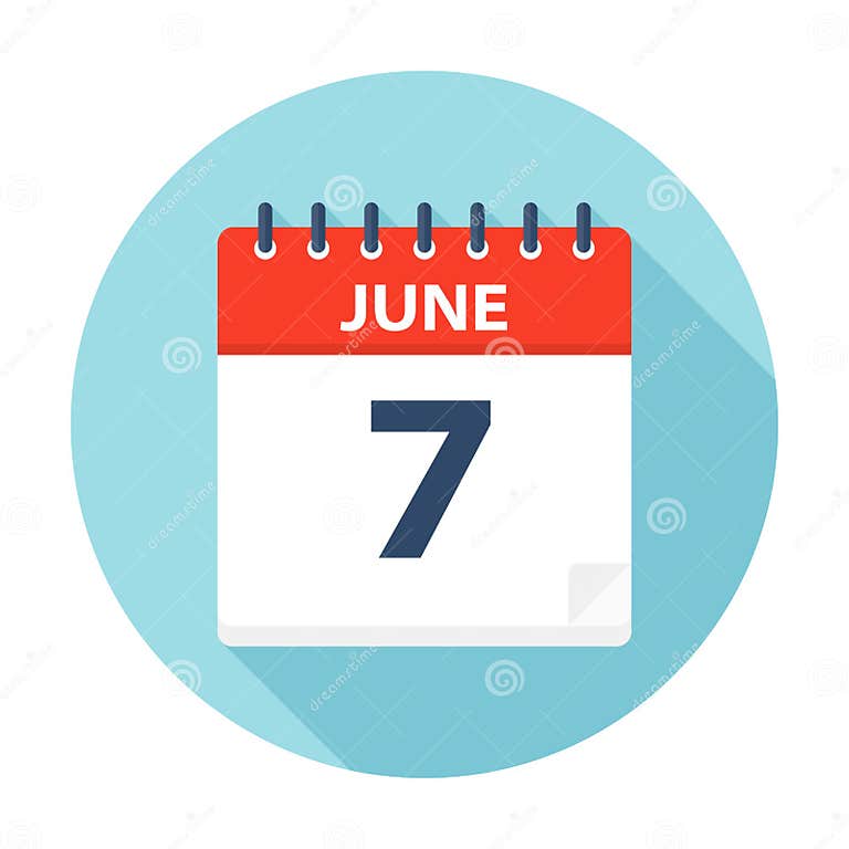 June 7 - Calendar Icon stock illustration. Illustration of white ...