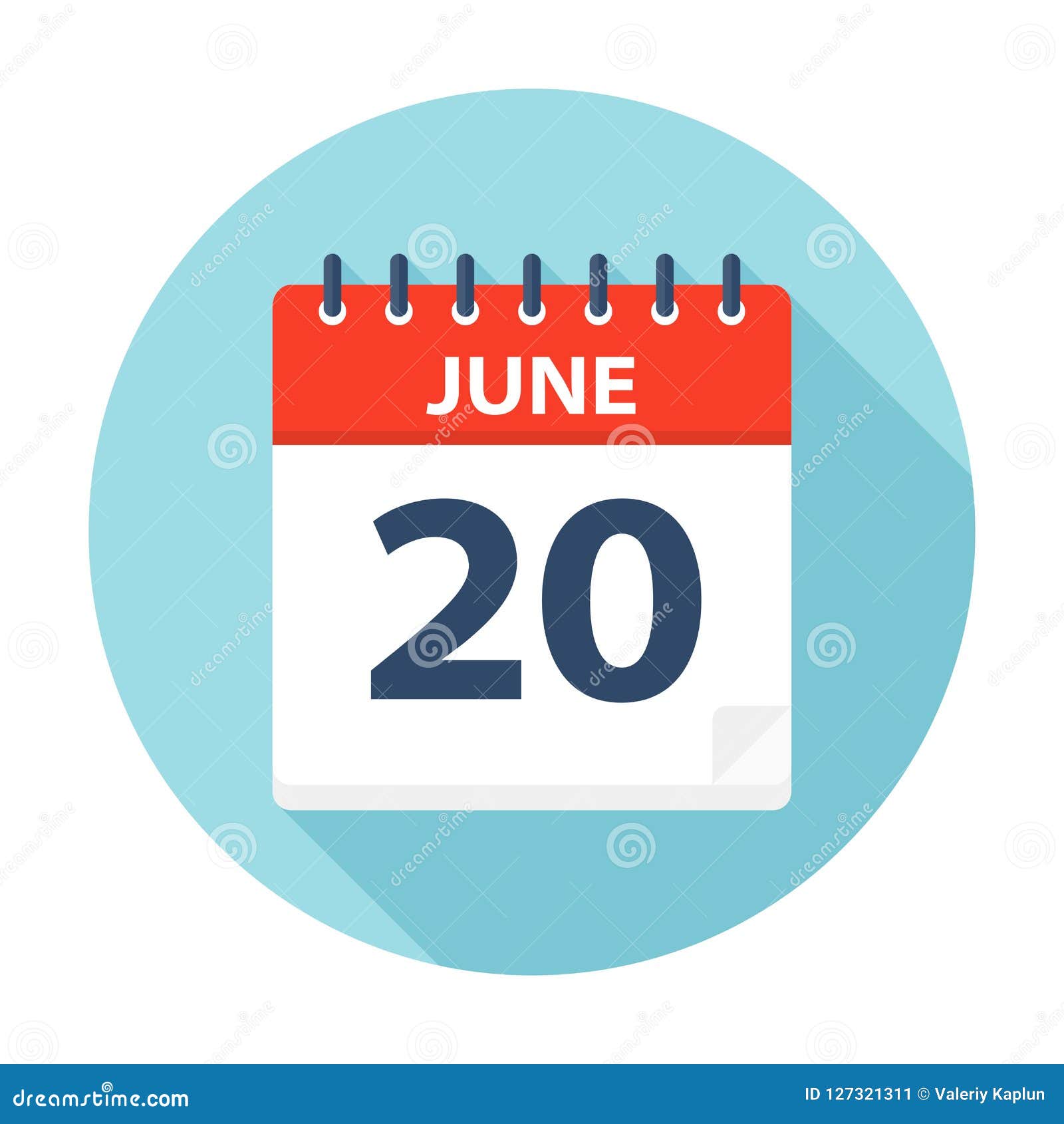 June 20 - Calendar Icon stock illustration. Illustration of flat ...