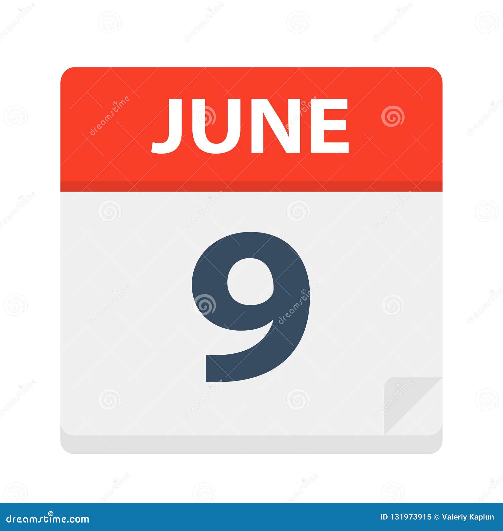 June 9 - Calendar Icon stock illustration. Illustration of rounded ...
