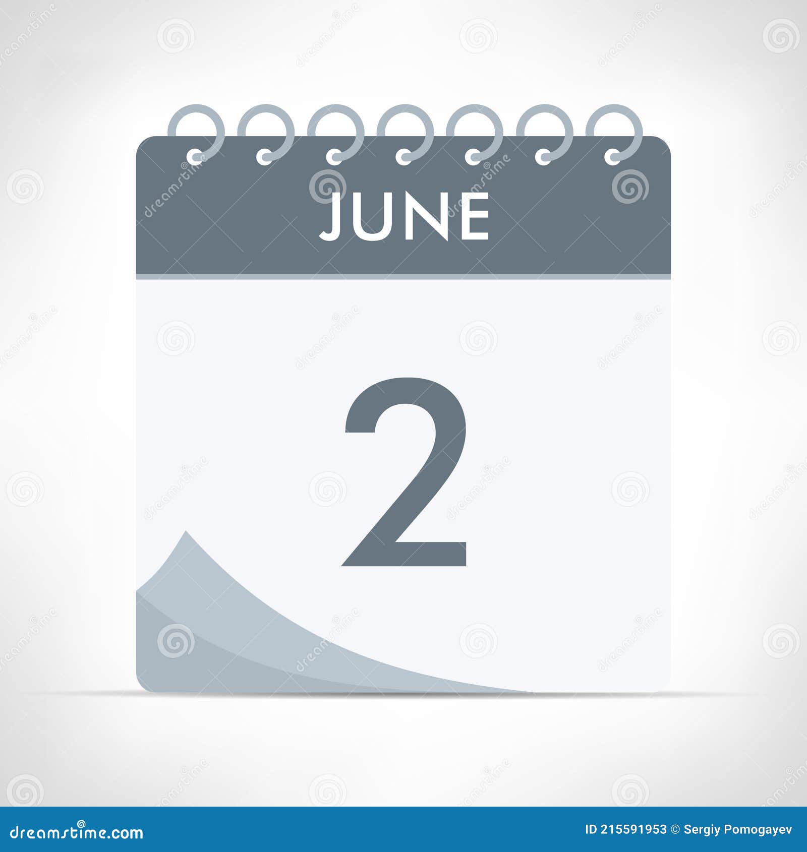 June 2 - Calendar Icon stock vector. Illustration of white - 215591953