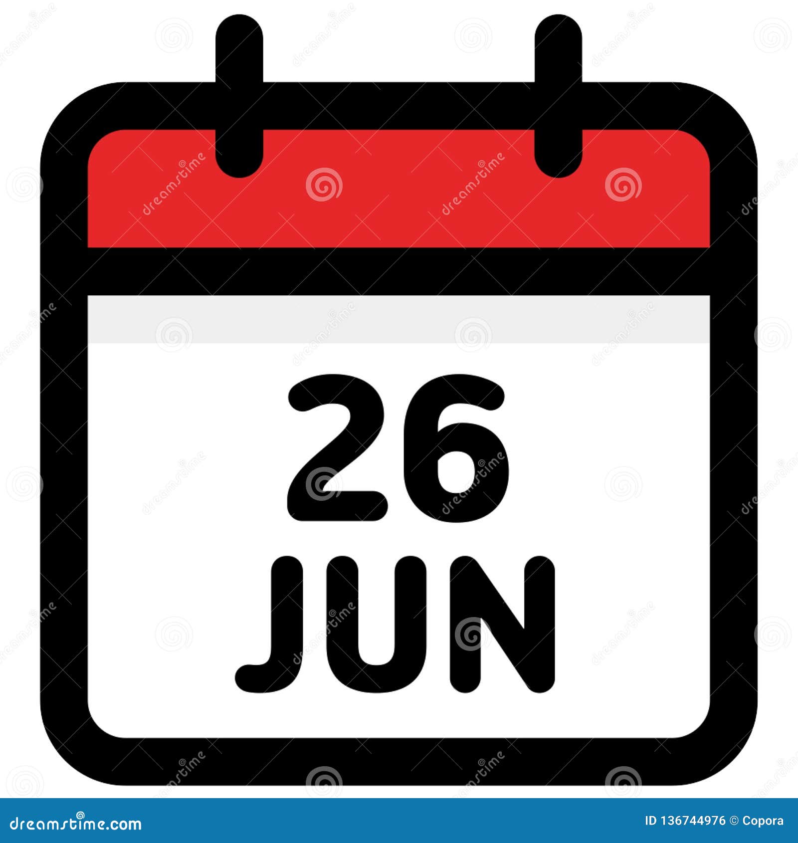 26. June - Calendar Icon - Vector Illustration Stock Vector ...
