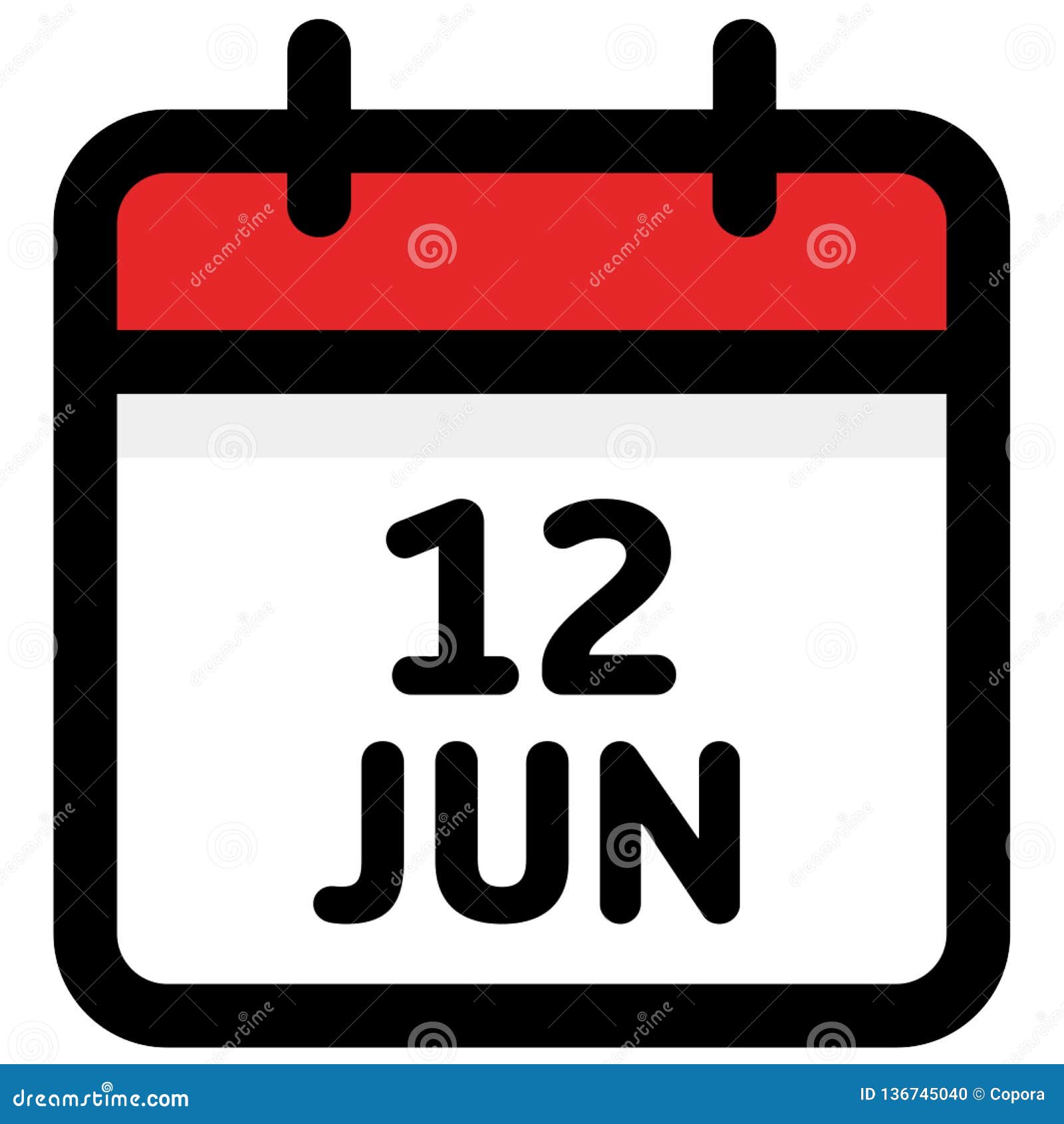 12. June - Calendar Icon - Vector Illustration Stock Vector ...
