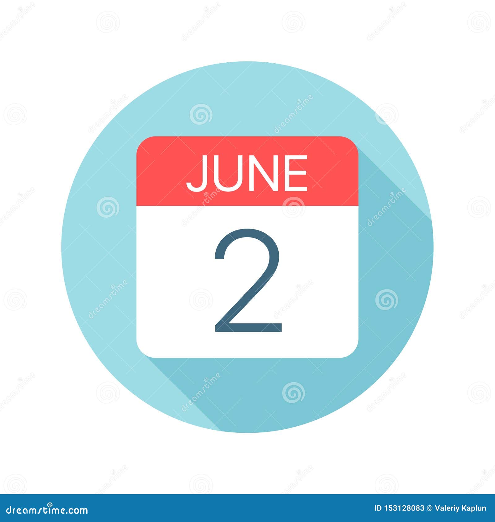 June 2 - Calendar Icon. Vector Illustration of One Day of Month Stock ...