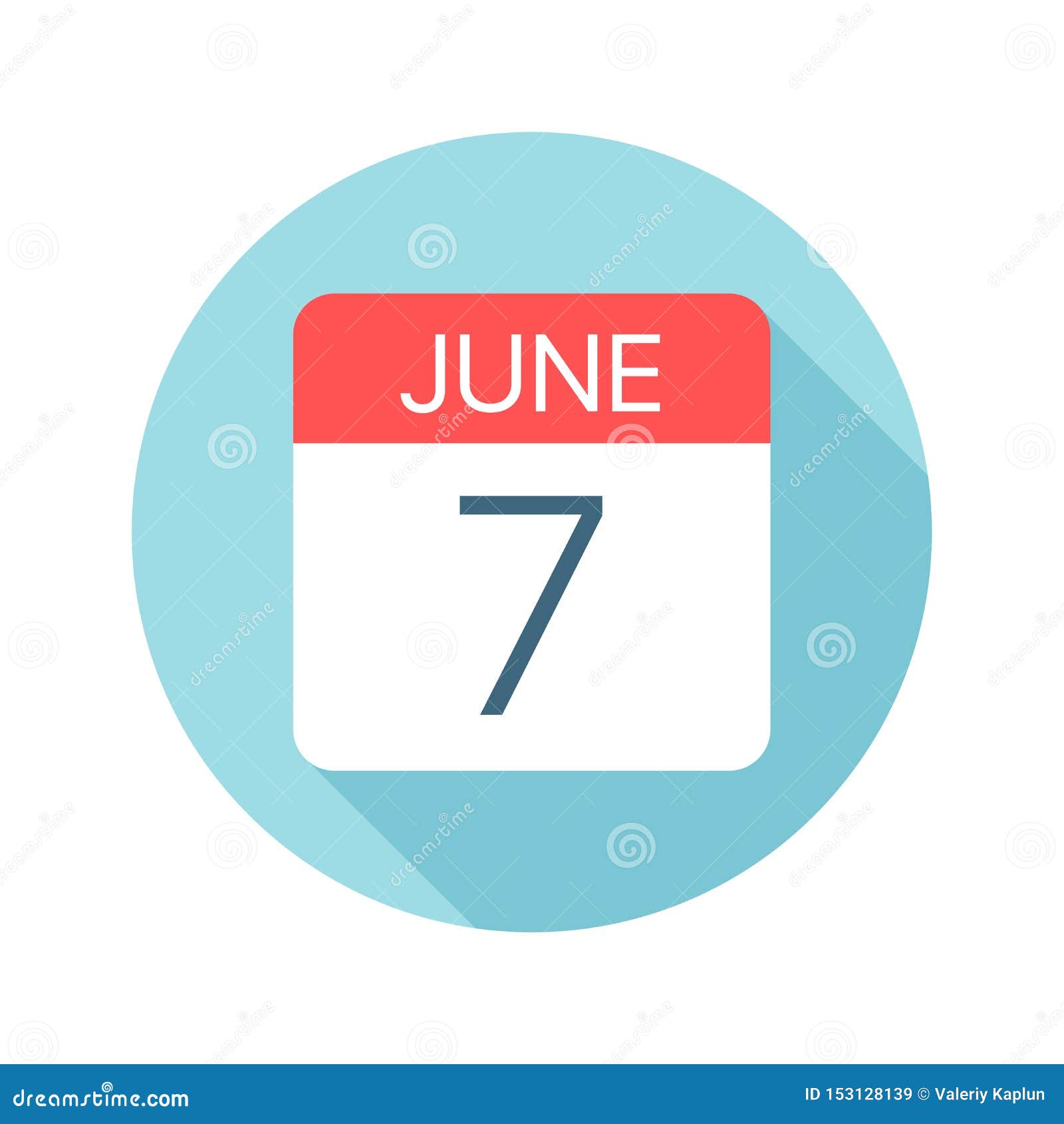 June 7 - Calendar Icon. Vector Illustration of One Day of Month Stock ...