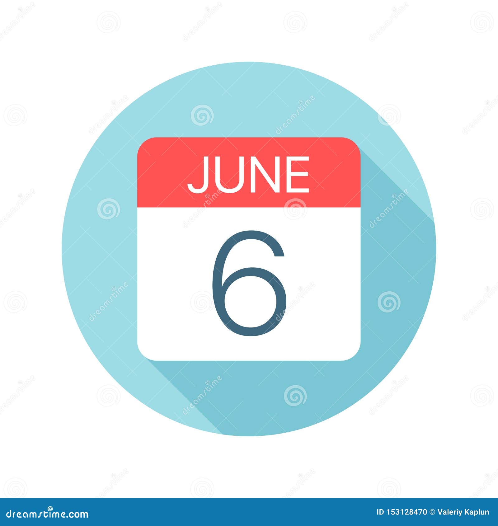 June 6 - Calendar Icon. Vector Illustration of One Day of Month Stock ...