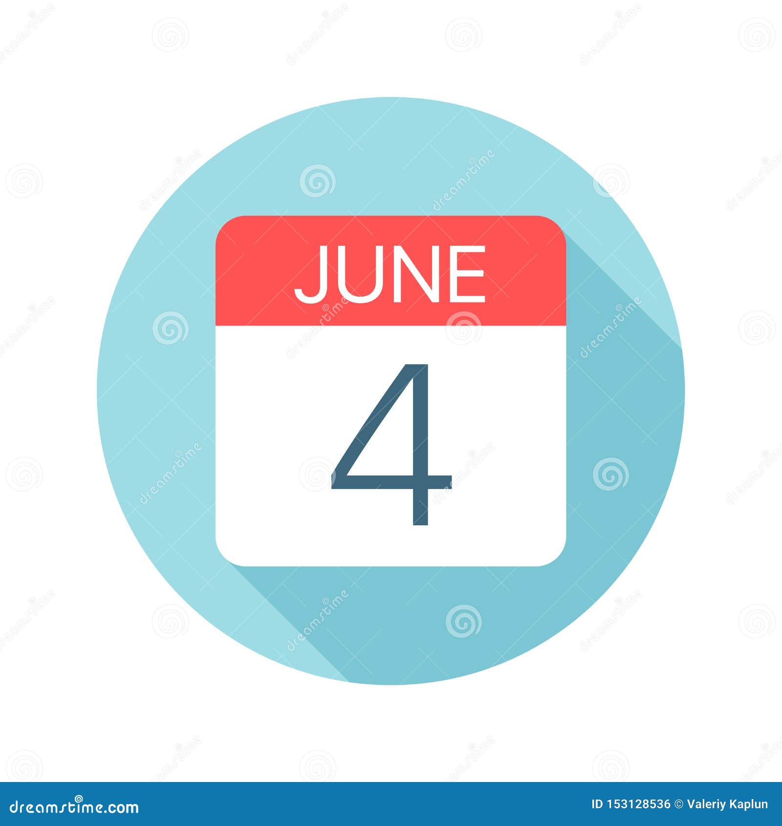 June 4 - Calendar Icon. Vector Illustration of One Day of Month Stock ...