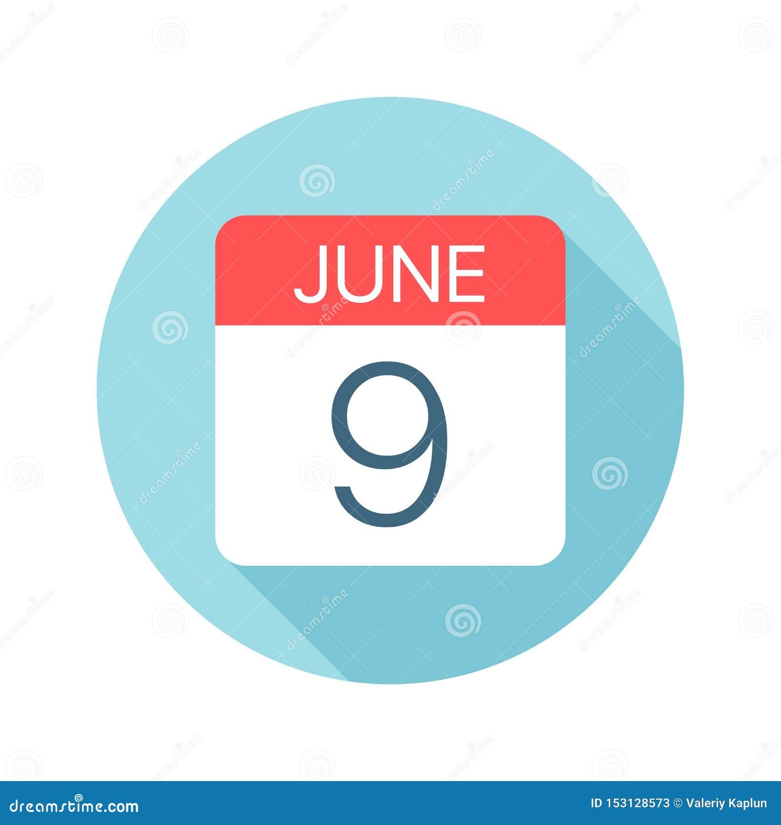 June 9 - Calendar Icon. Vector Illustration of One Day of Month Stock ...
