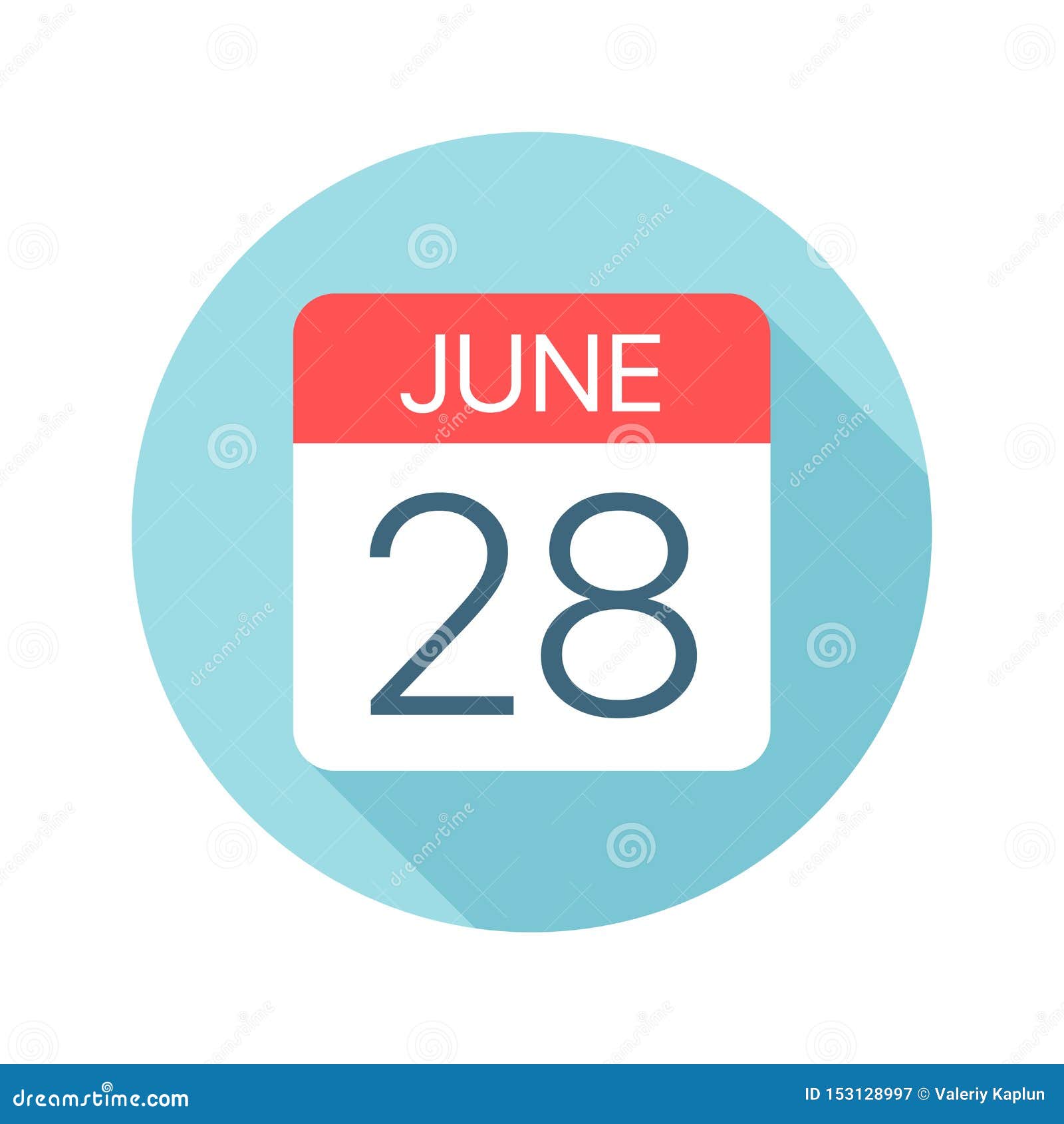 June 28 - Calendar Icon. Vector Illustration of One Day of Month Stock ...