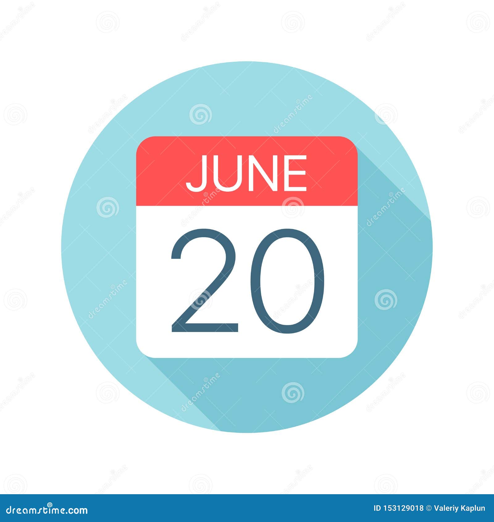 June 20 - Calendar Icon. Vector Illustration of One Day of Month Stock ...