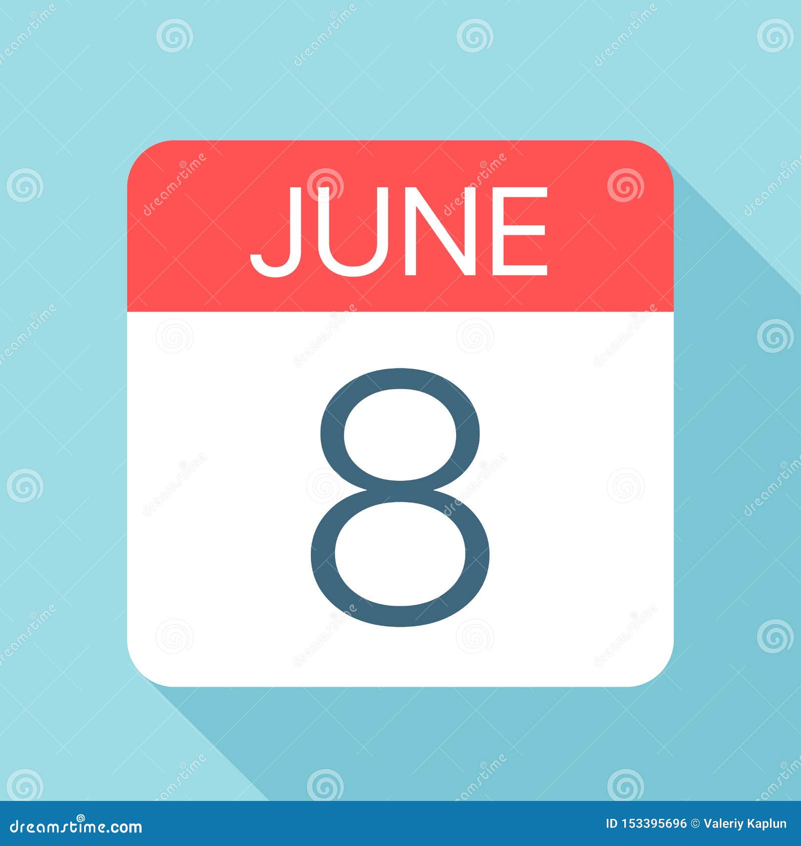 June 8 - Calendar Icon. Vector Illustration of One Day of Month Stock ...