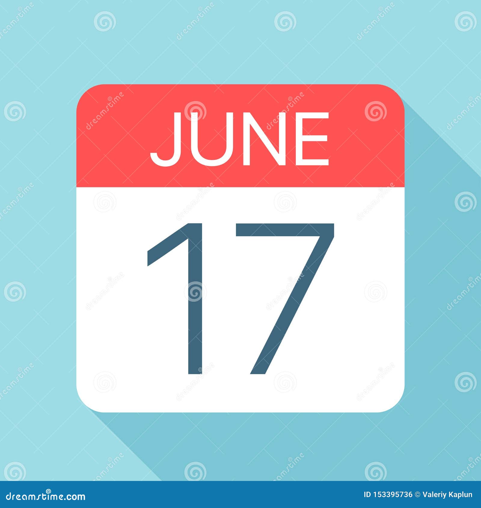 June 17 - Calendar Icon. Vector Illustration of One Day of Month Stock ...