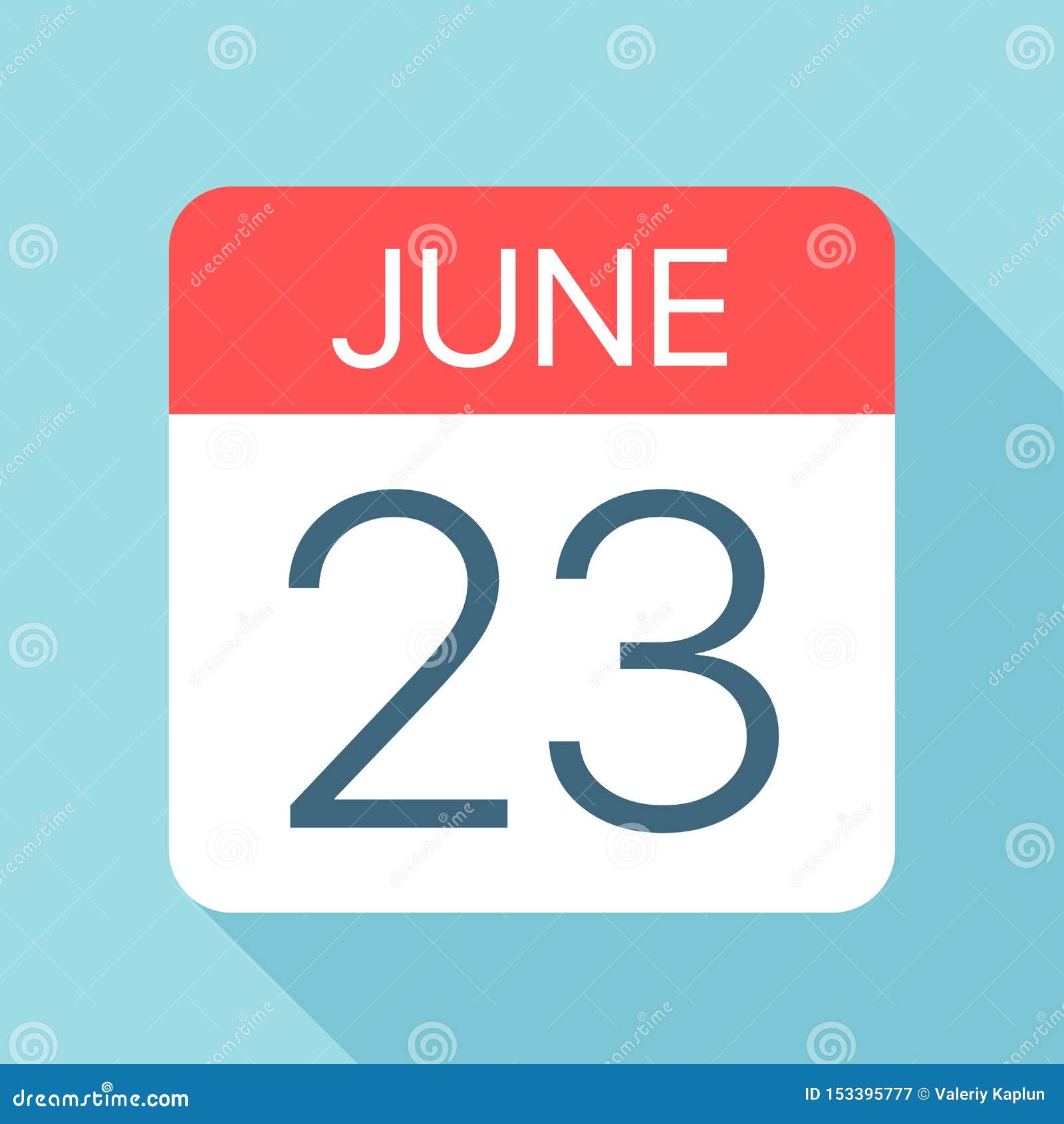 June 23 - Calendar Icon. Vector Illustration of One Day of Month Stock ...