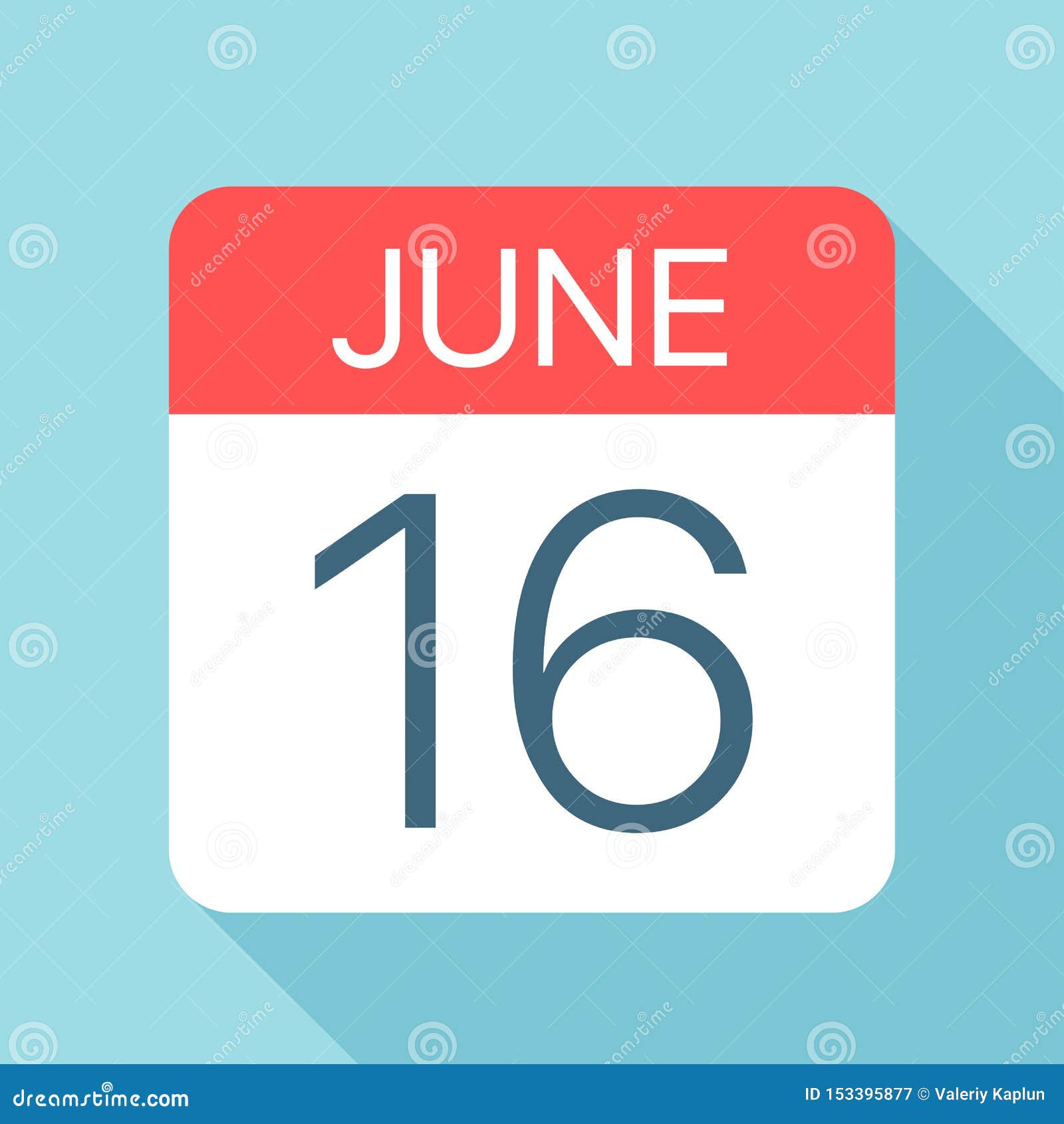 June 16 - Calendar Icon. Vector Illustration of One Day of Month Stock ...