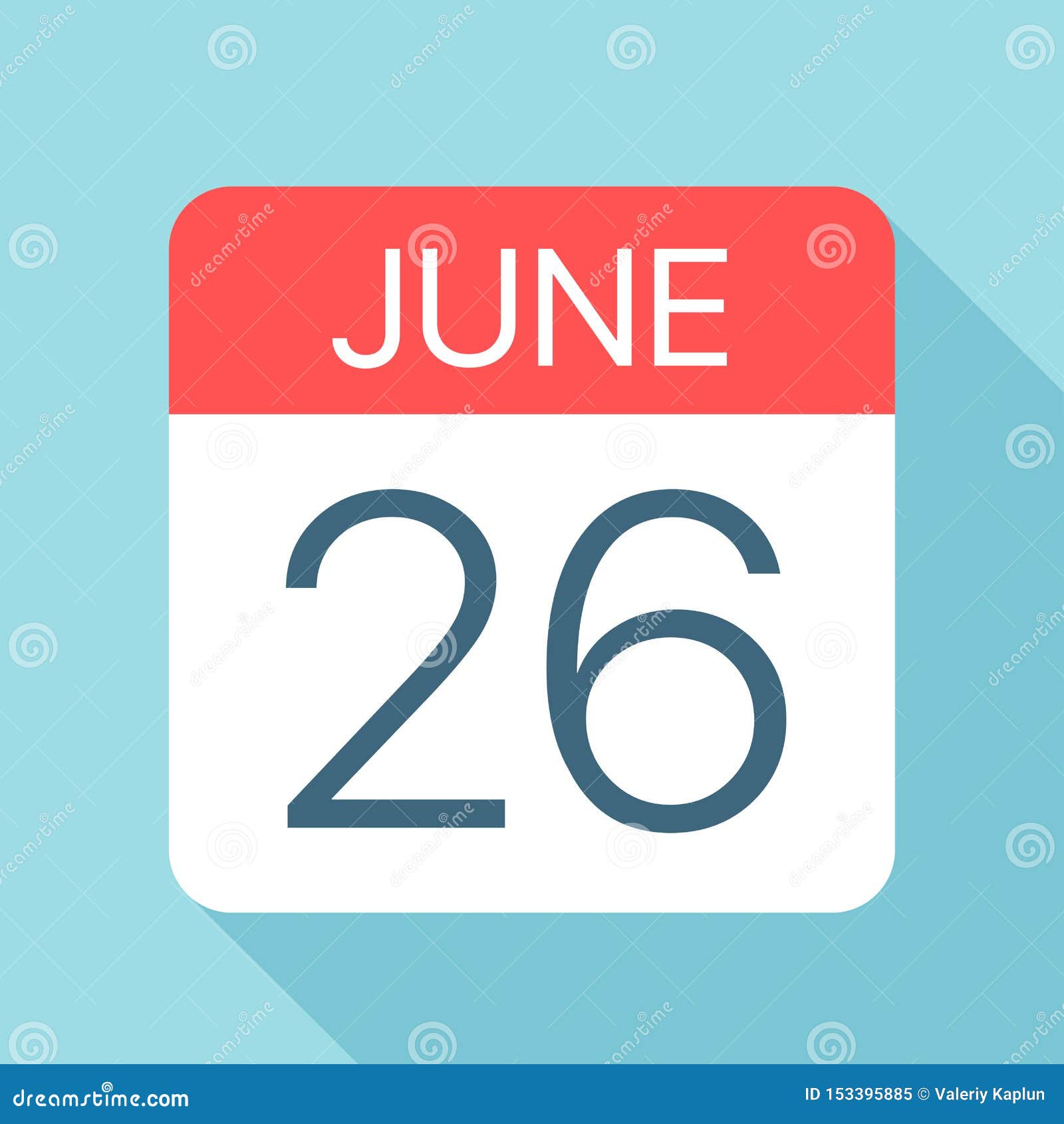 June 26 - Calendar Icon. Vector Illustration of One Day of Month Stock ...