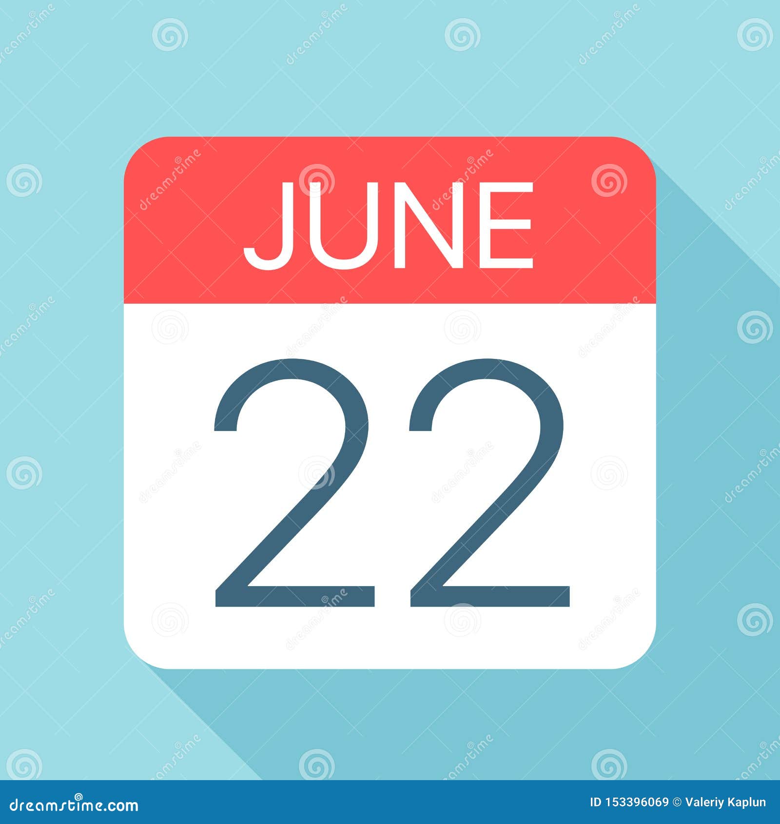 June 22 - Calendar Icon. Vector Illustration of One Day of Month Stock ...
