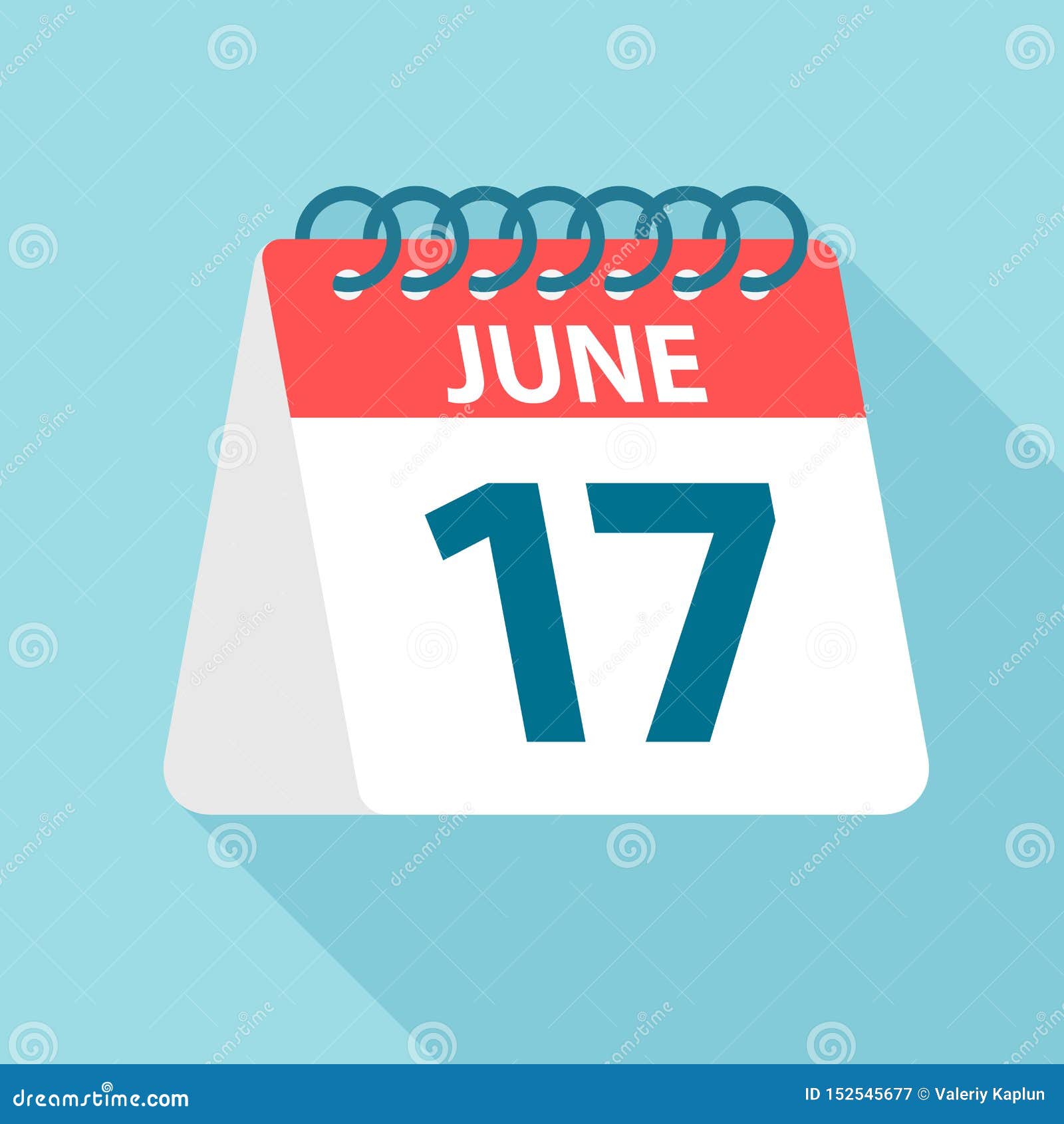 June 17 - Calendar Icon. Vector Illustration of One Day of Month ...