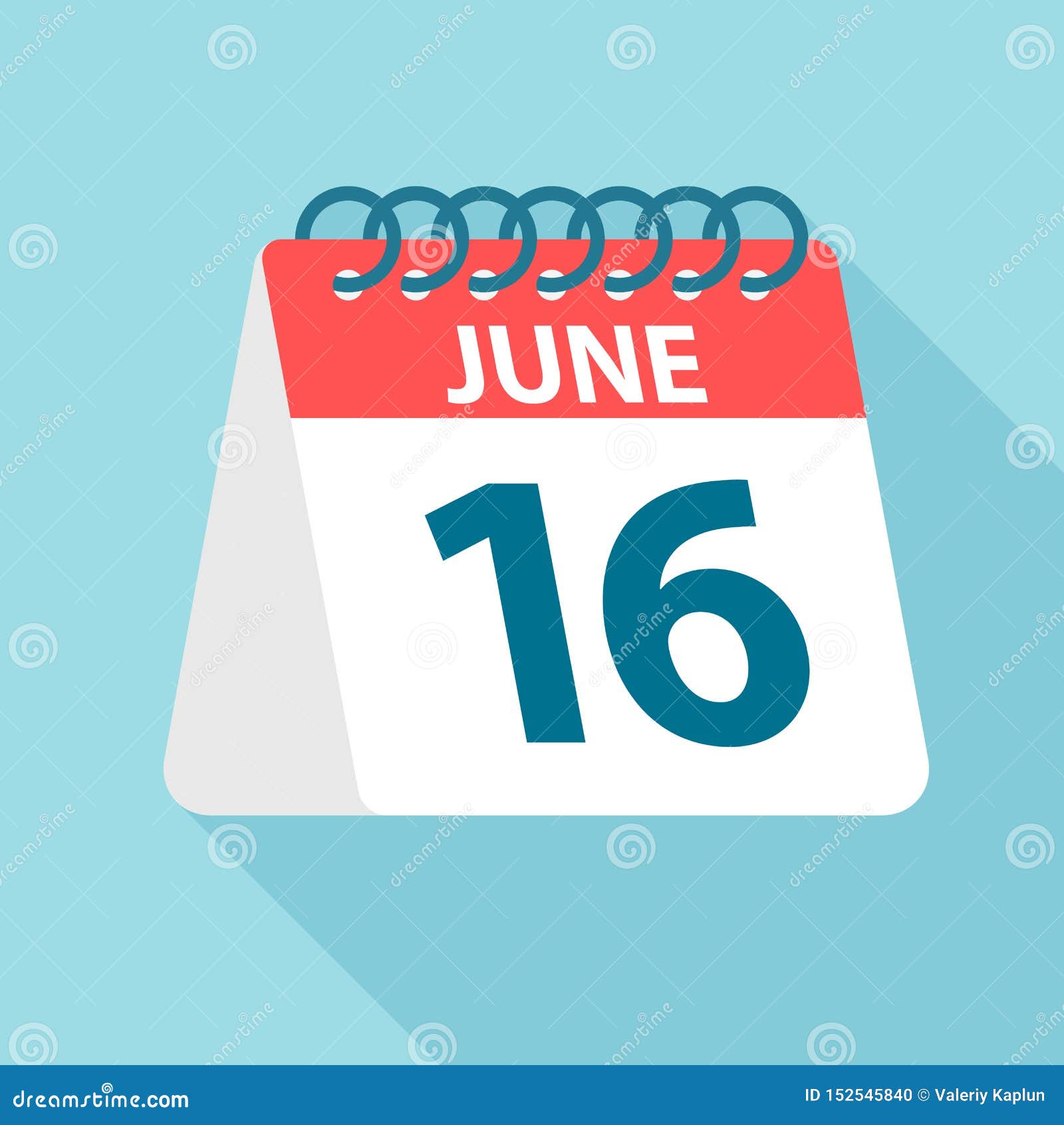 June 16 - Calendar Icon. Vector Illustration of One Day of Month ...