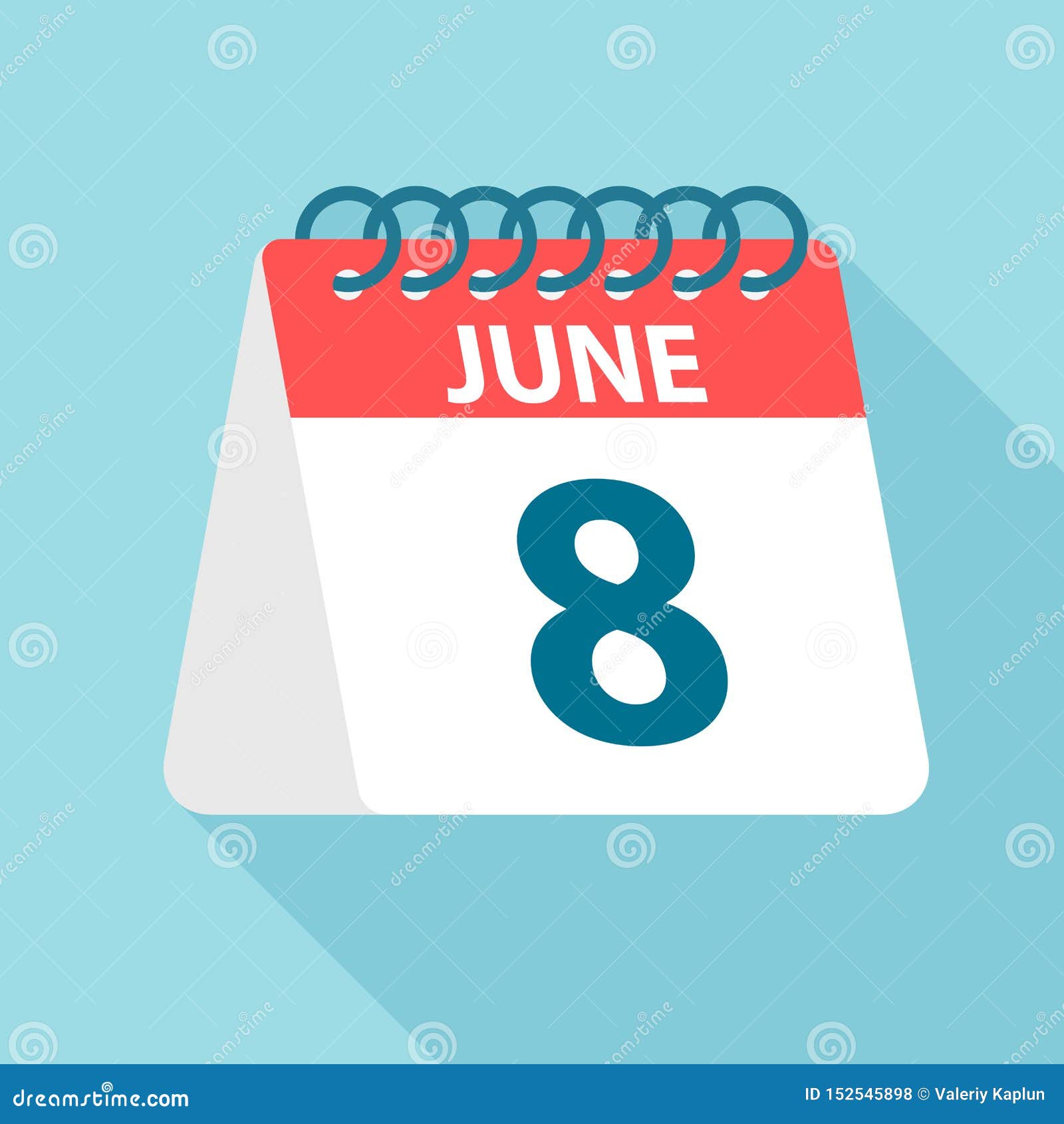 June 8 - Calendar Icon. Vector Illustration of One Day of Month ...