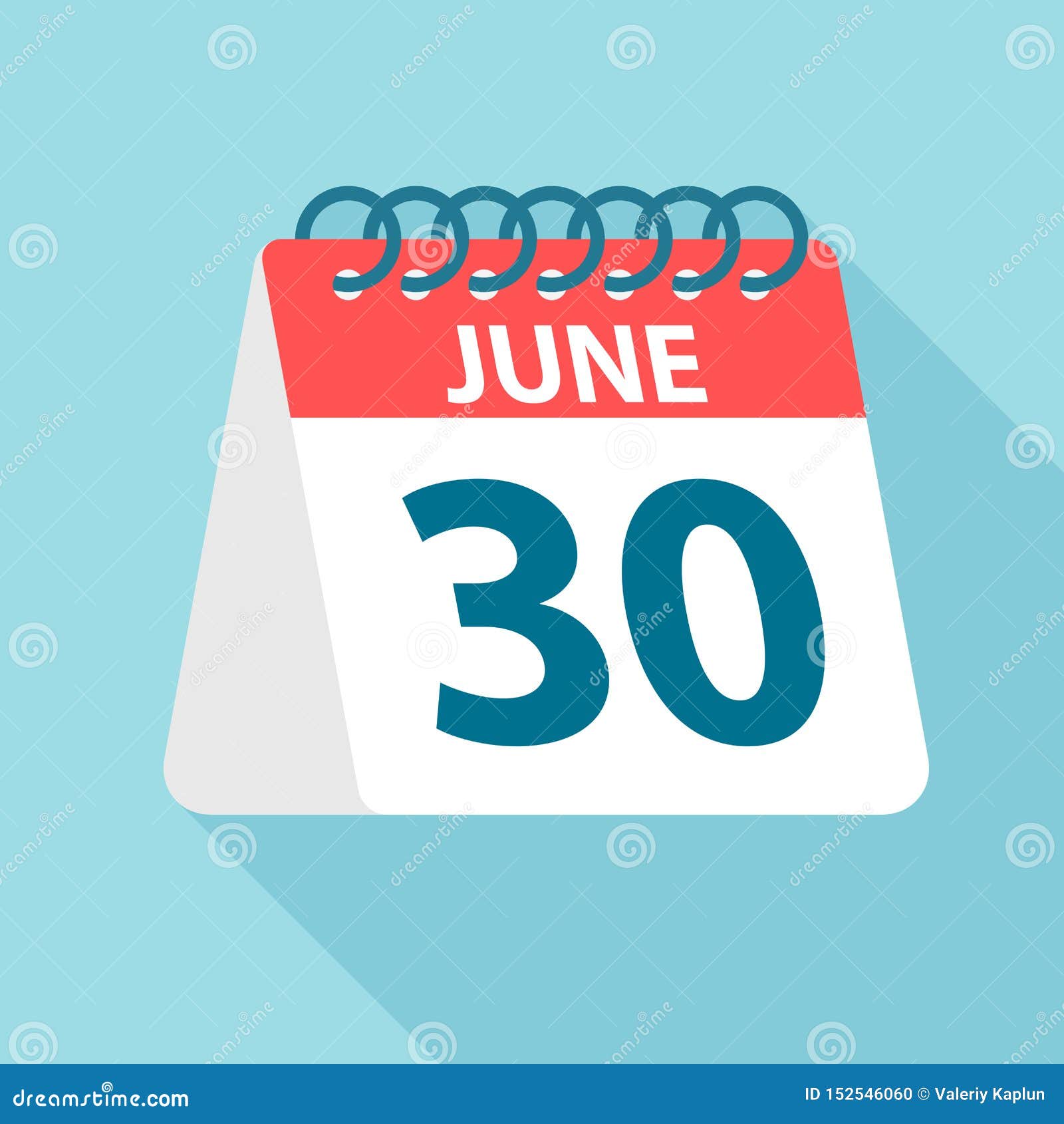 June 30 - Calendar Icon. Vector Illustration of One Day of Month ...