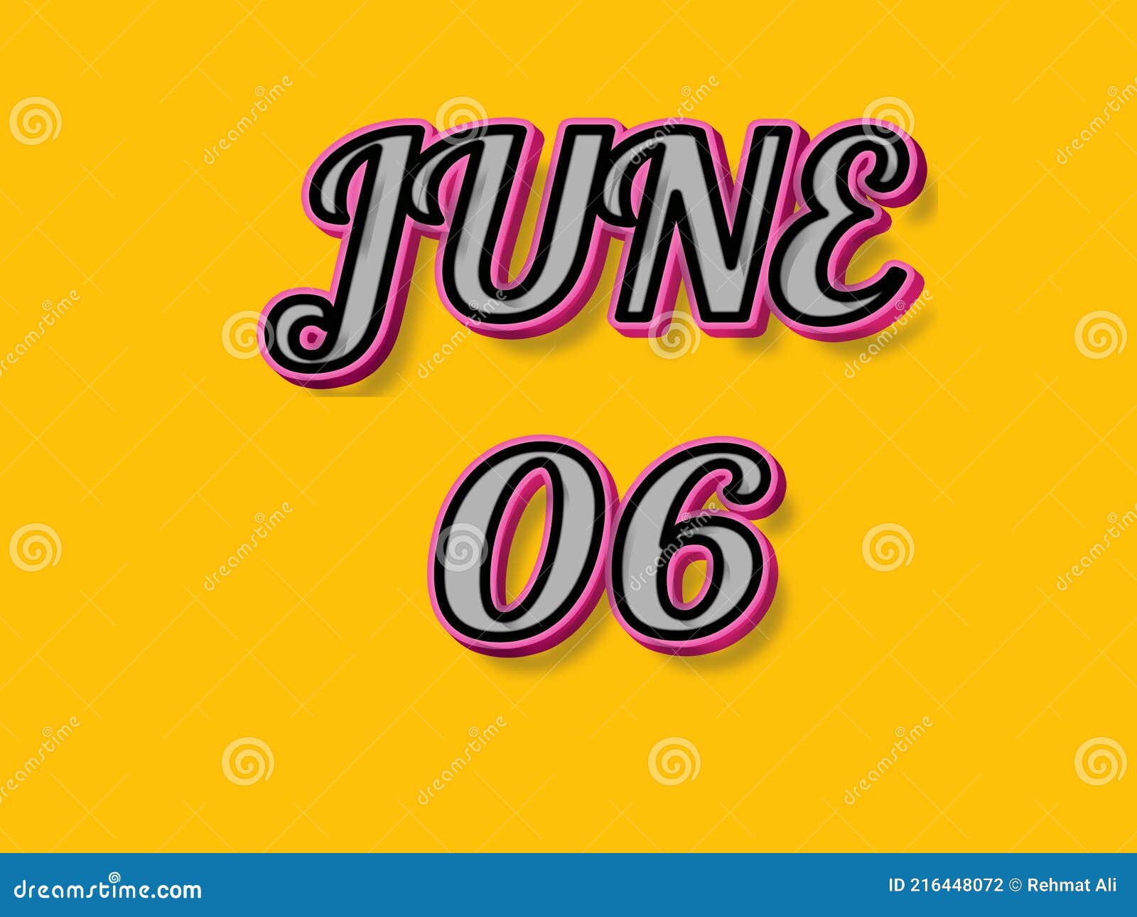 06 June, Calendar Icon. on Yellow Background Stock Illustration ...