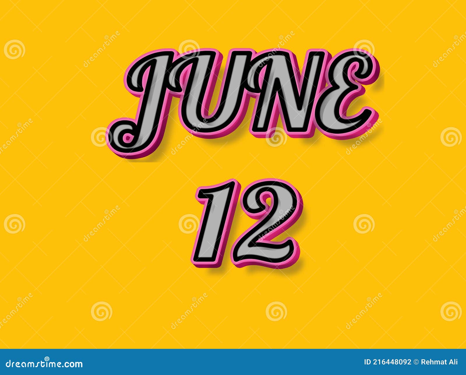 12 June, Calendar Icon. on Yellow Background Stock Illustration ...