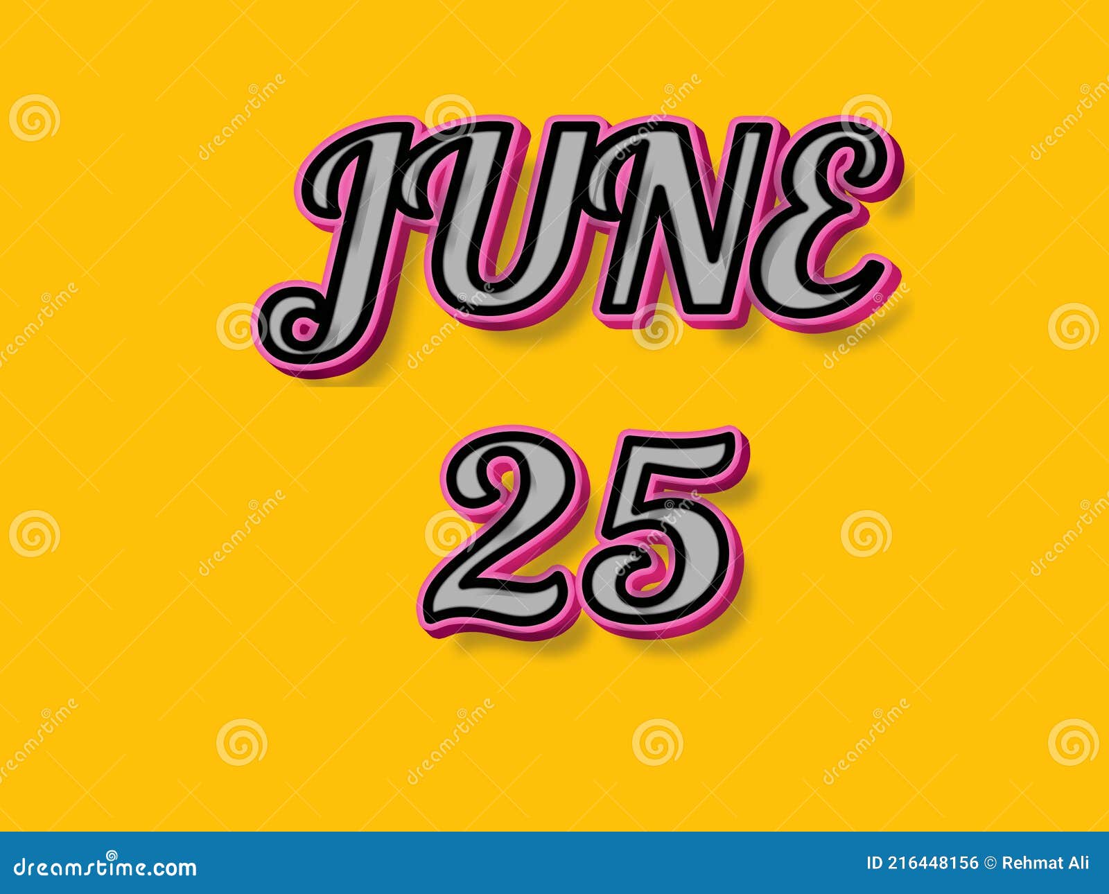 25 June, Calendar Icon. on Yellow Background Stock Illustration ...
