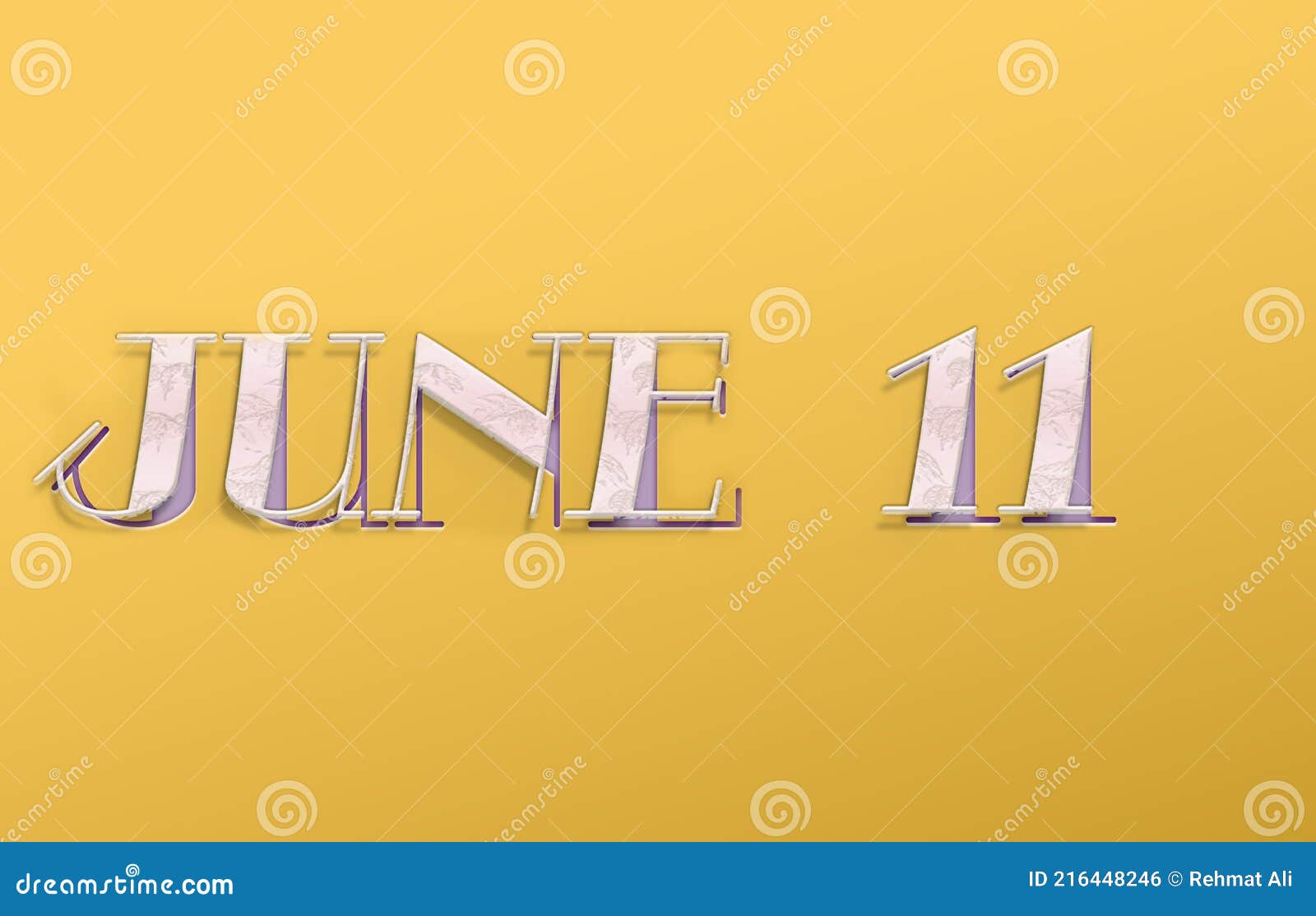 11 June, Calendar Icon. on Yellow Background Stock Illustration ...