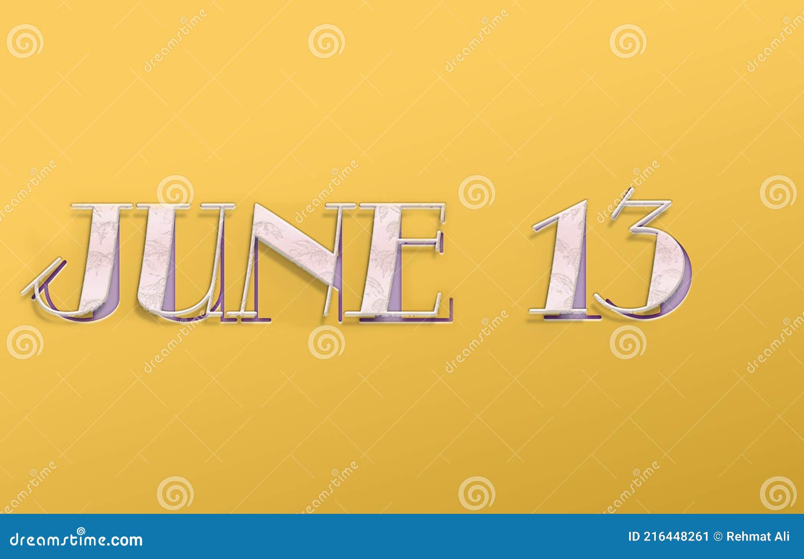 13 June, Calendar Icon. on Yellow Background Stock Illustration ...