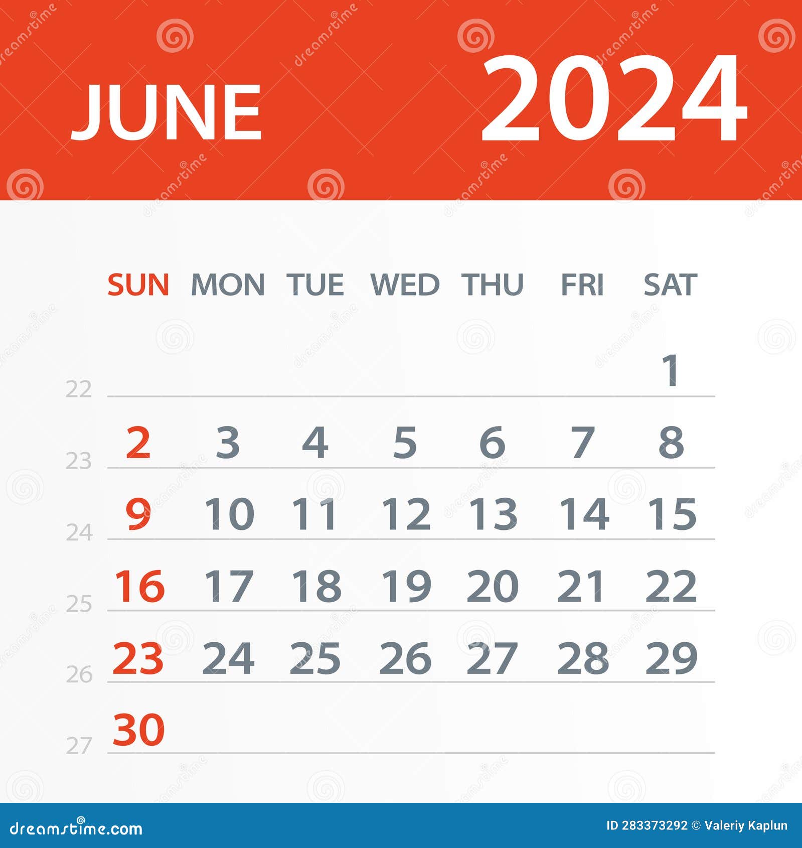 June 2024 Calendar Leaf - Vector Illustration Stock Vector ...