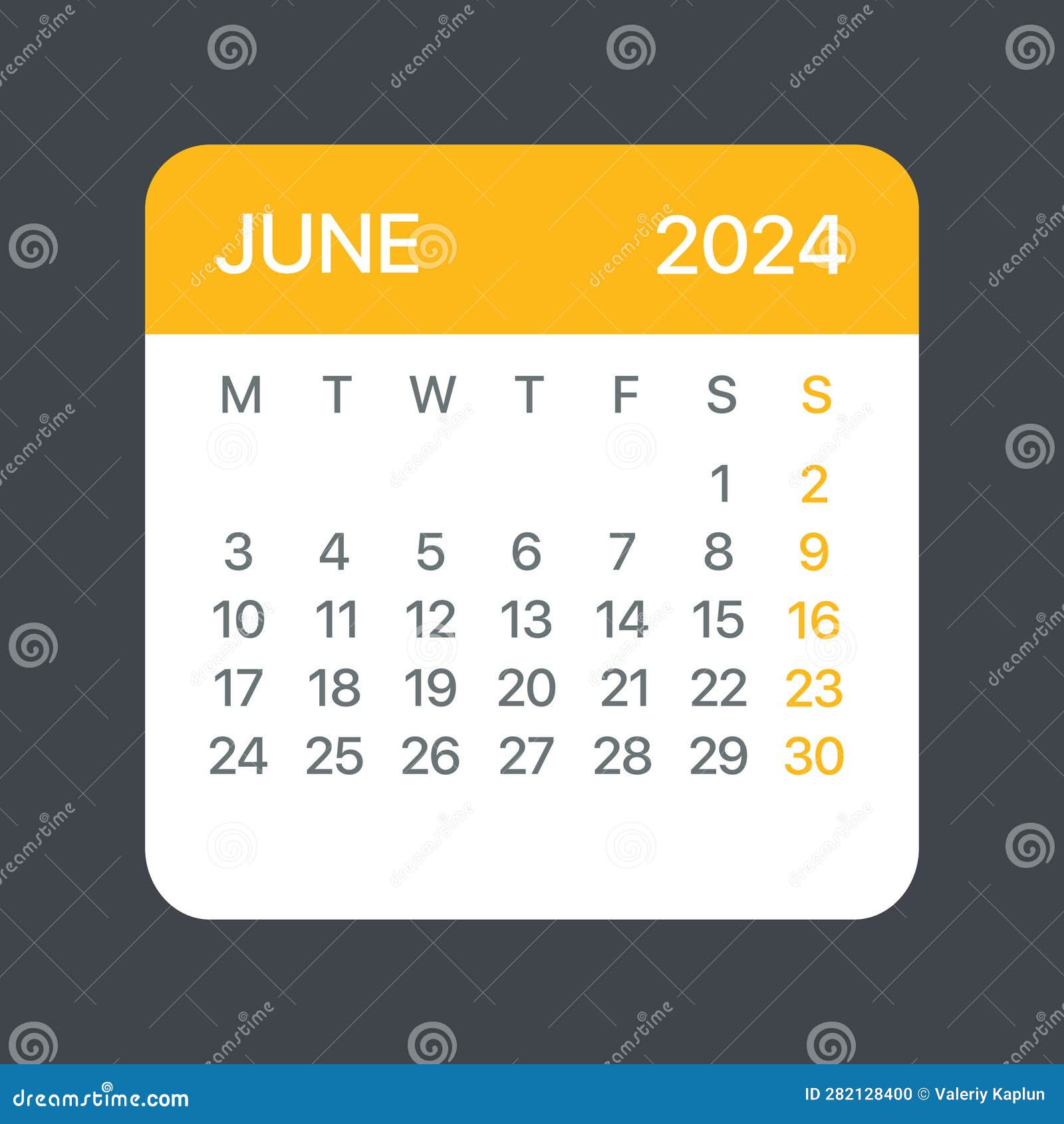 June 2024 Template, Calendar 2024 Design Vector, Planner Layout, Week ...