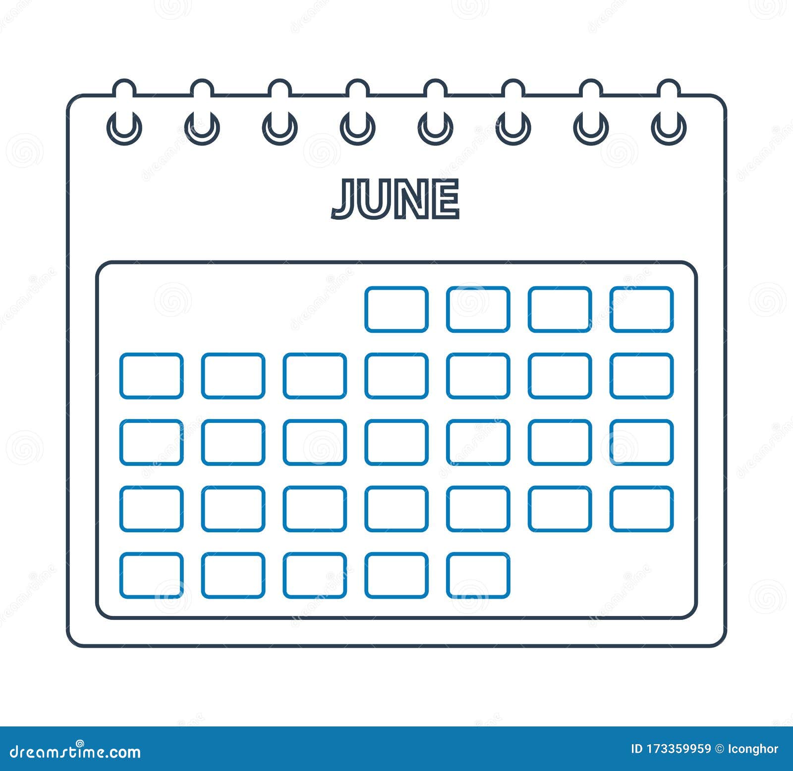 June Calendar line Icon. stock vector. Illustration of event - 173359959