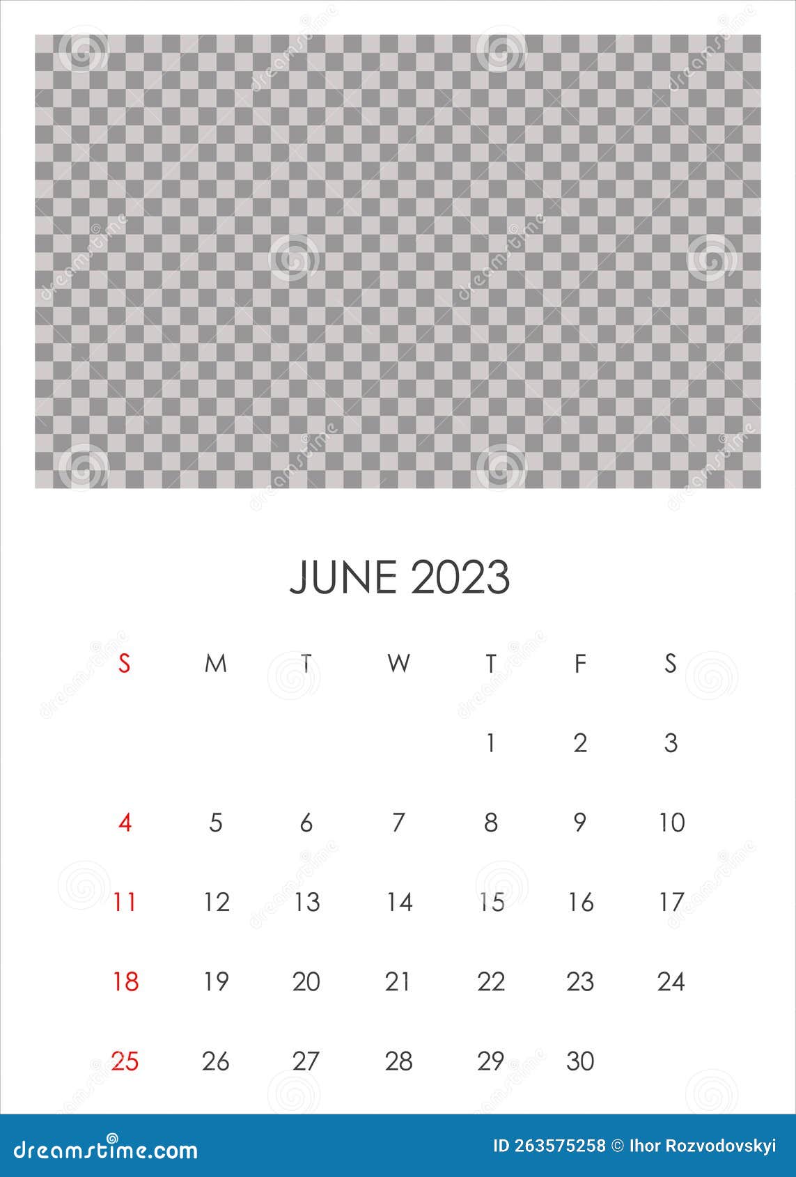 June 2023 Calendar with Place for Your Photo Stock Vector ...