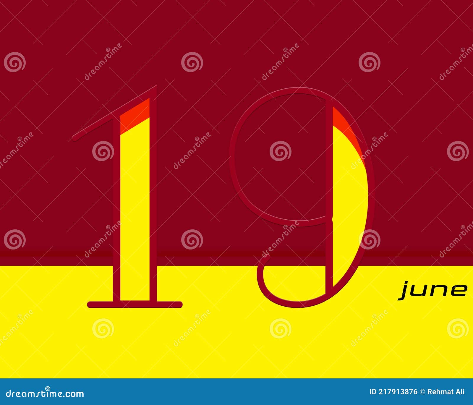 June 19, Calendar on Red and Yellow Background Stock Illustration ...