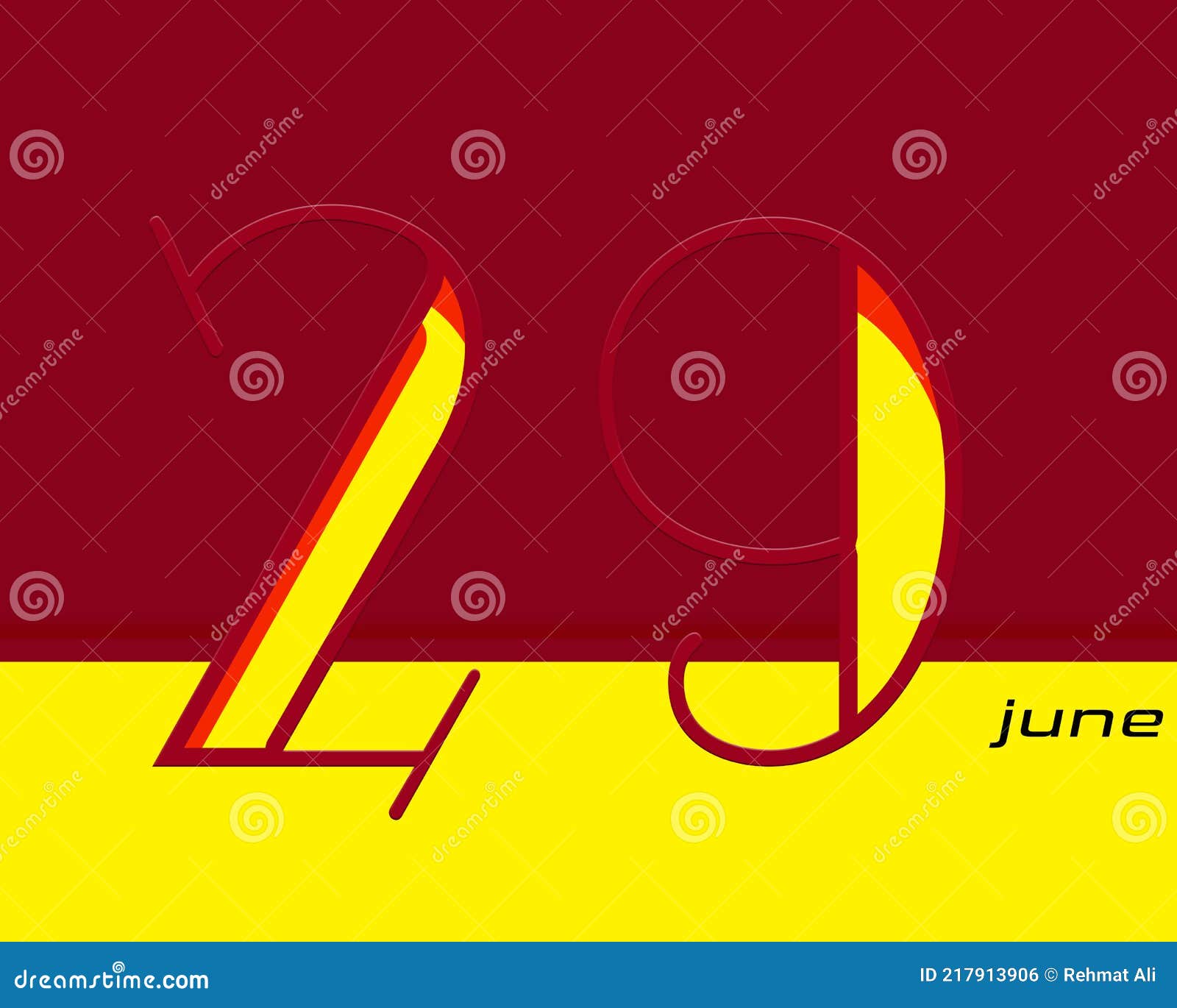 June 29, Calendar on Red and Yellow Background Stock Illustration ...