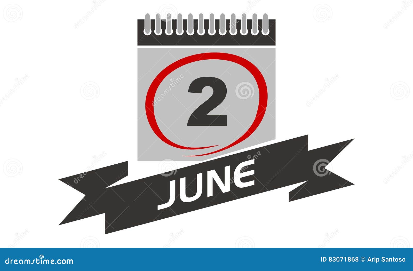 2 June Calendar with Ribbon Stock Vector - Illustration of deadline ...