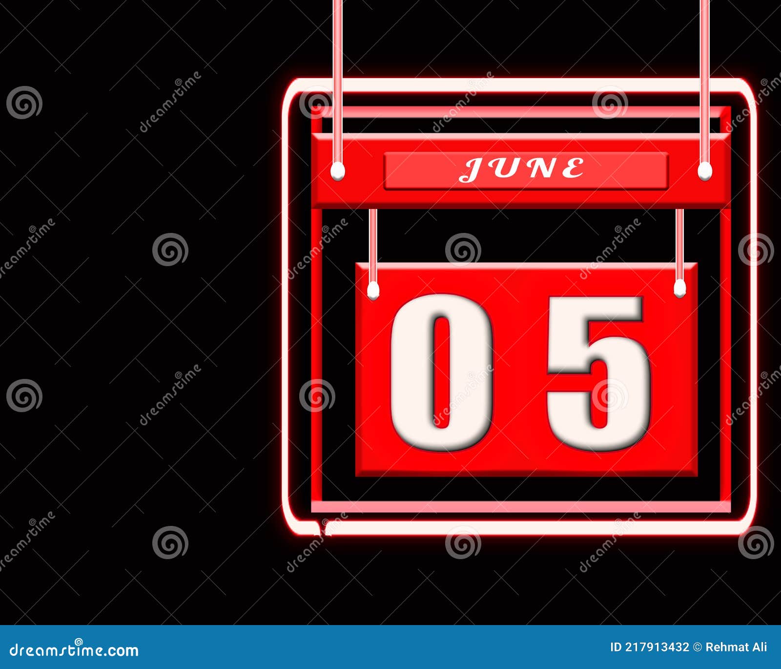05 June Calendar, Text Effect on Black Background Stock Illustration ...
