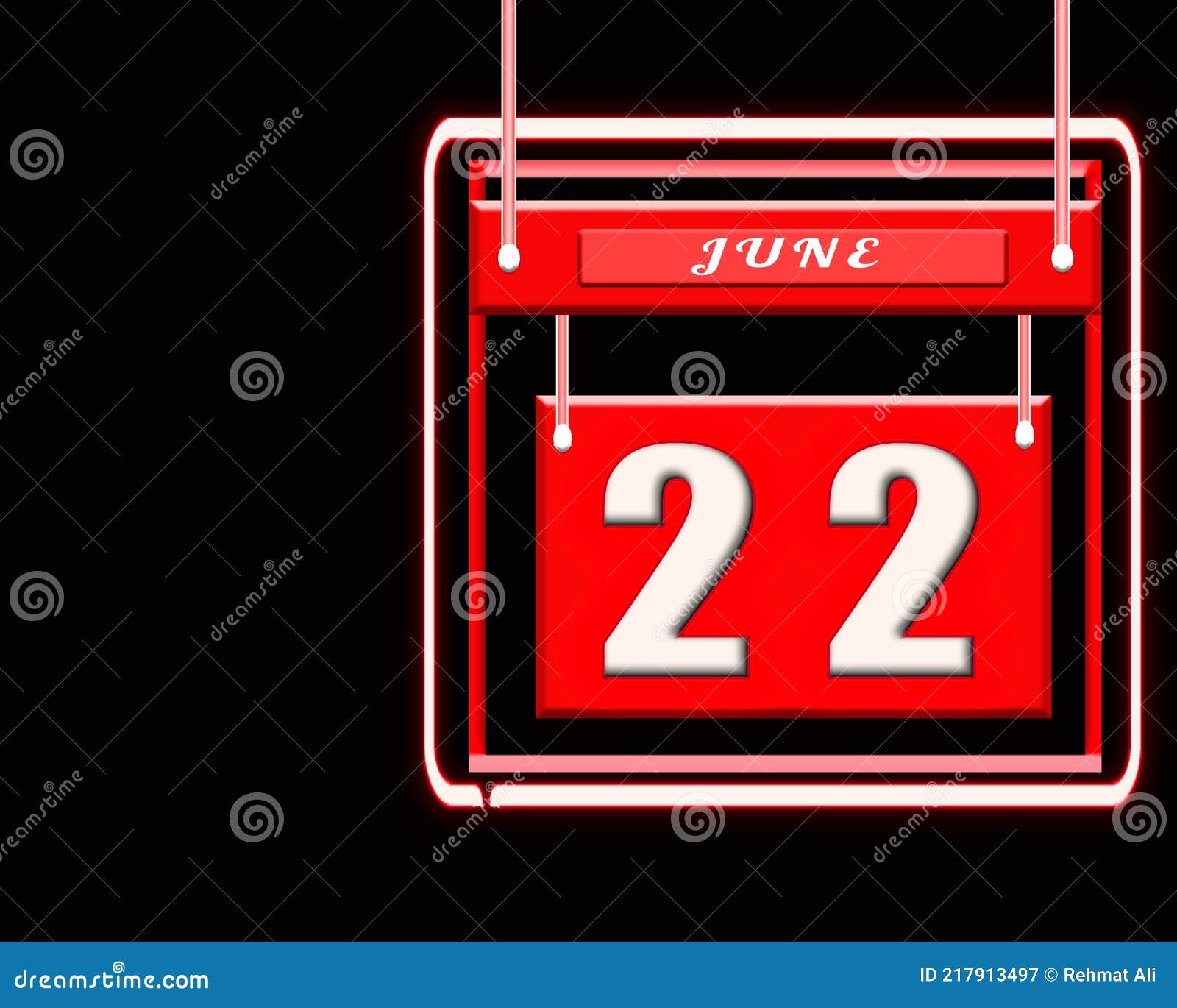 22 June Calendar, Text Effect on Black Background Stock Illustration ...
