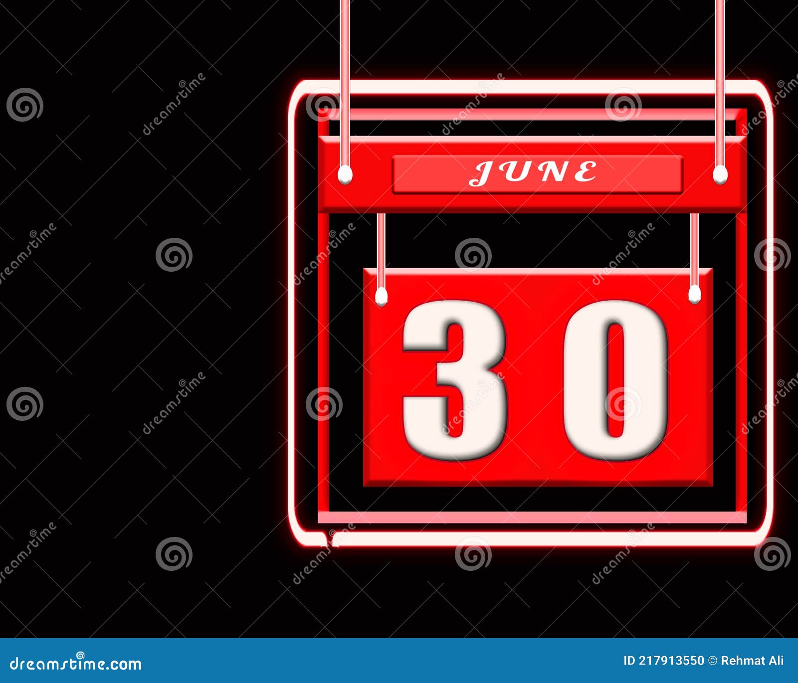 30 June Calendar, Text Effect on Black Background Stock Illustration ...