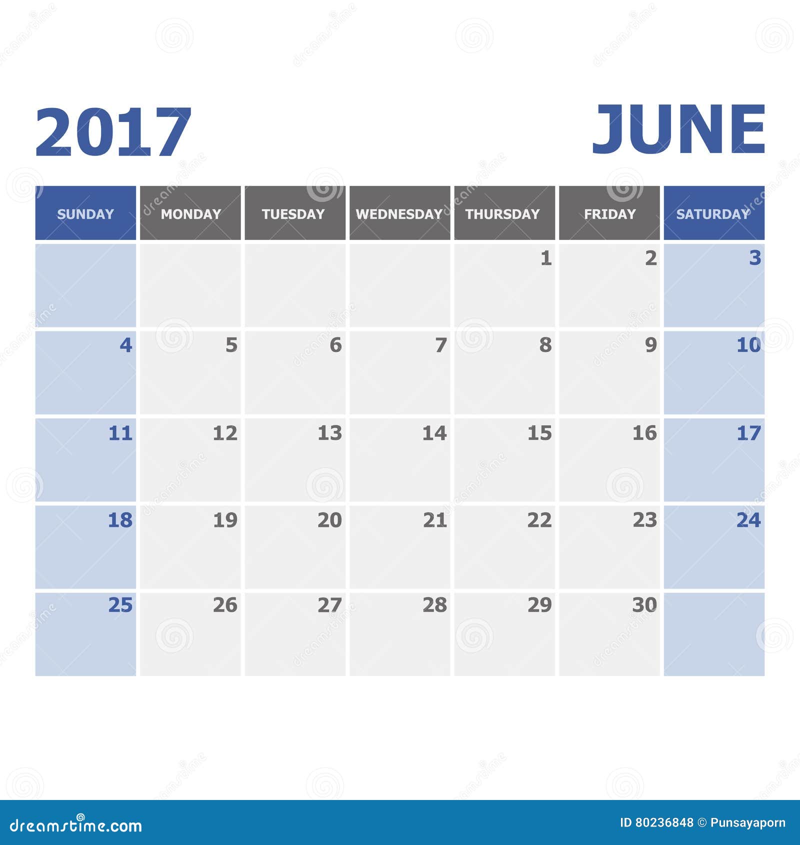2017 June Calendar Week Starts on Sunday Stock Vector - Illustration of ...