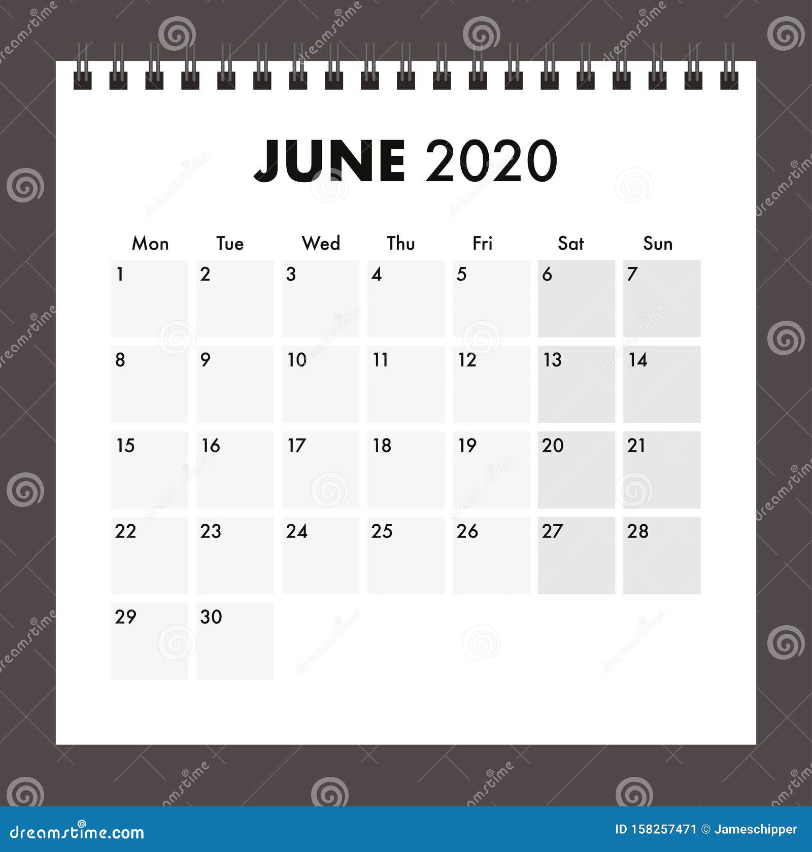 June 2020 Calendar Template, Desk Calendar Layout Size 8 X 6 Inch ...