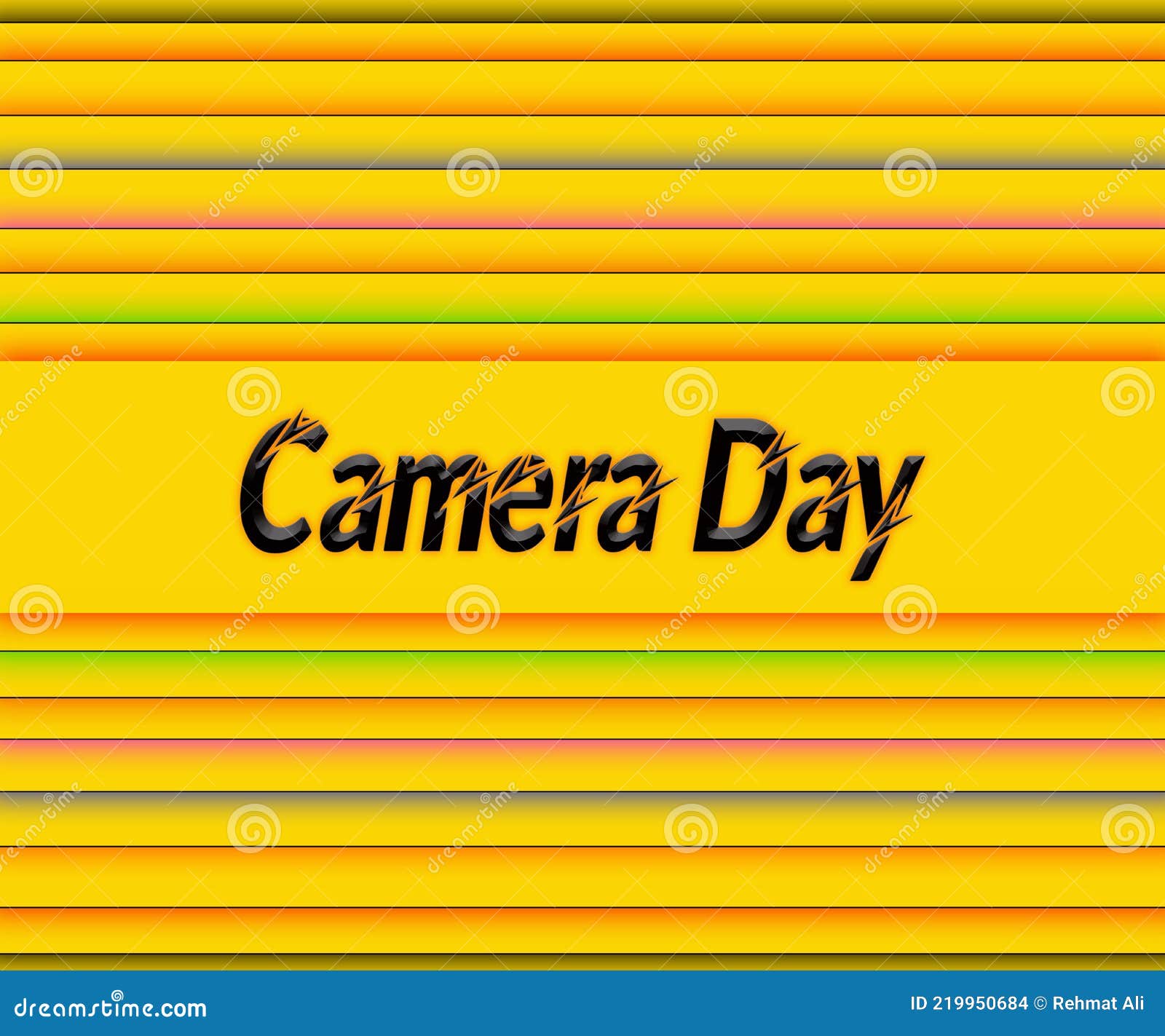 June, Camera Day, Black Text Effect on Yellow Background Stock ...