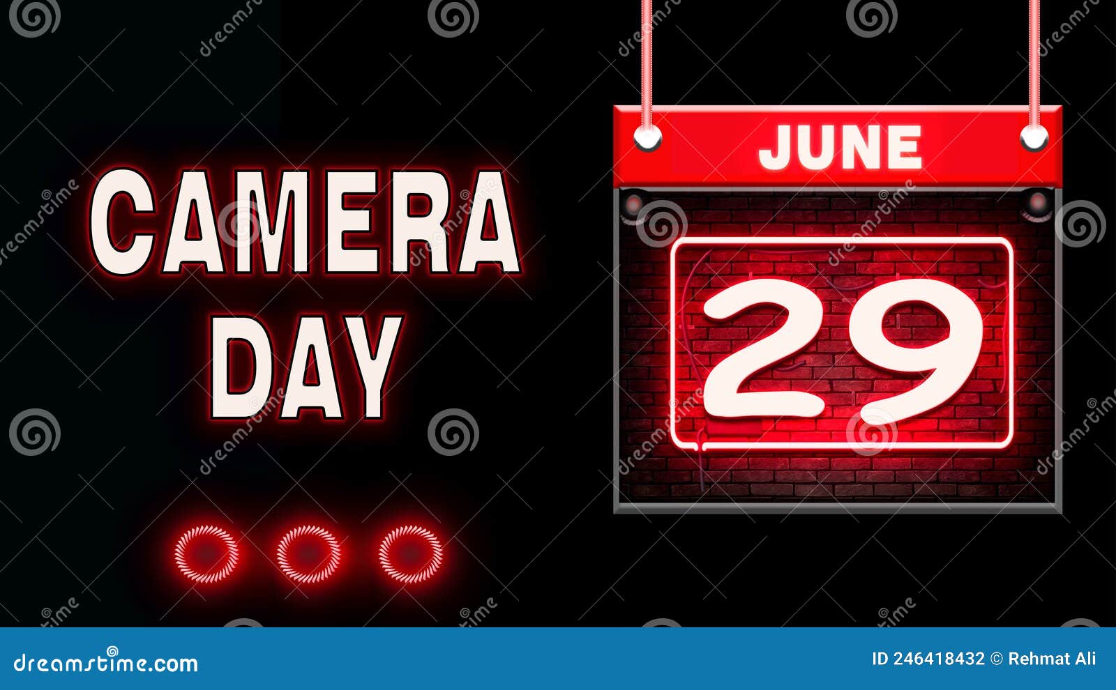 29 June, Camera Day, Neon Text Effect on Black Background Stock ...