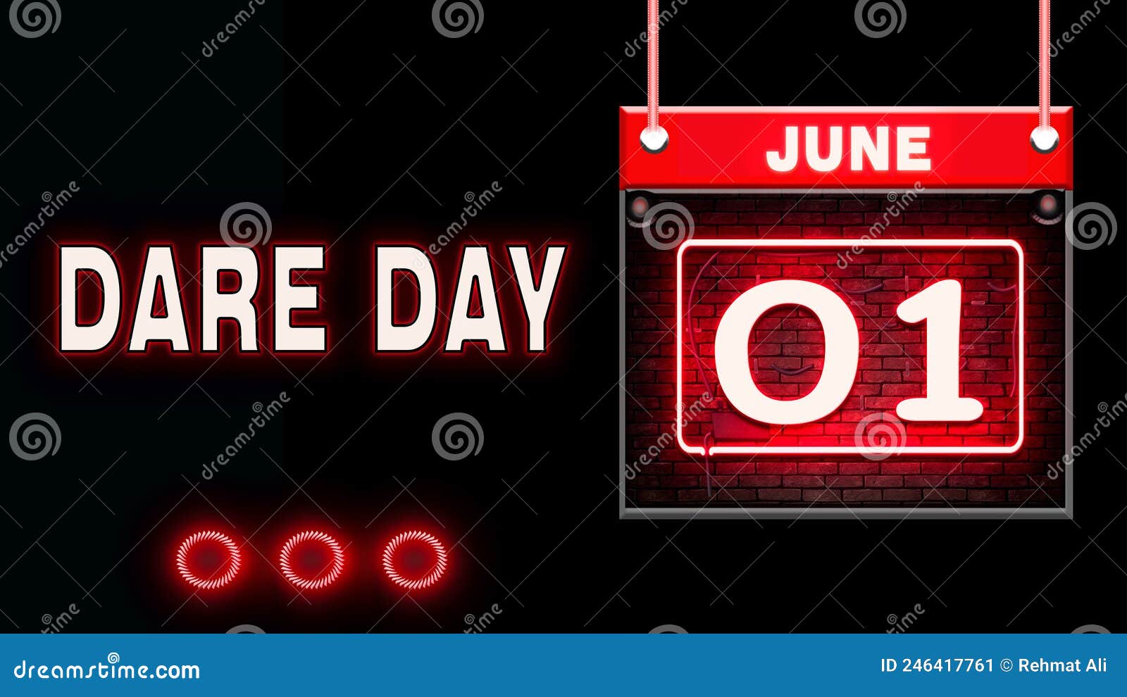 01 June, Dare Day, Neon Text Effect on Black Background Stock ...