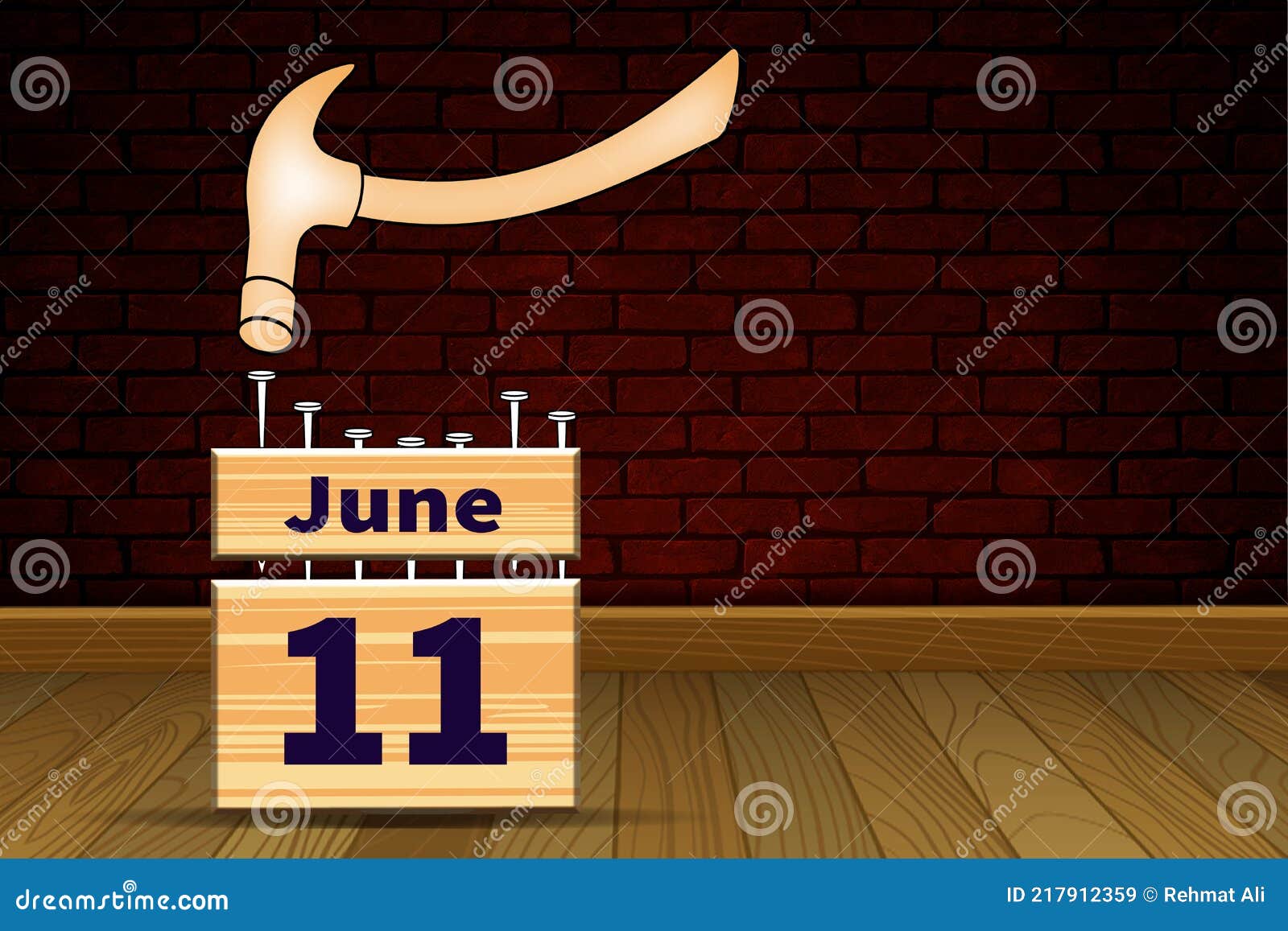 June 11. Date ,day, Month .calendar for the Month of June, on Bricks ...