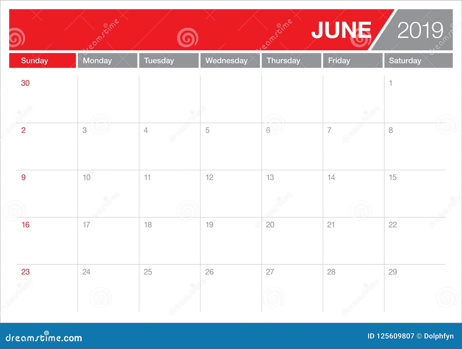 June 2019 Desk Calendar Vector Illustration Stock Vector - Illustration ...