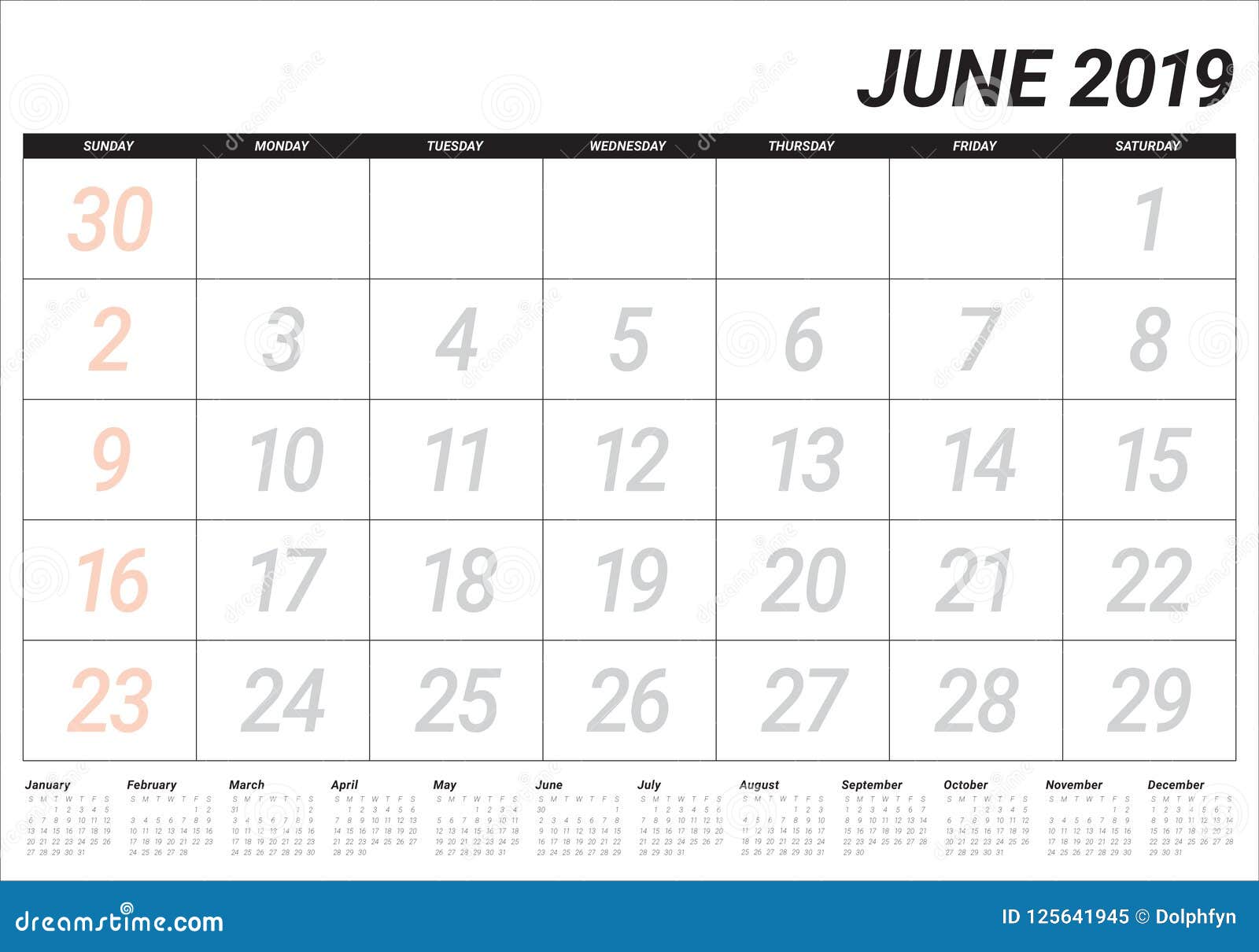 June 2019 Desk Calendar Vector Illustration Stock Vector - Illustration ...