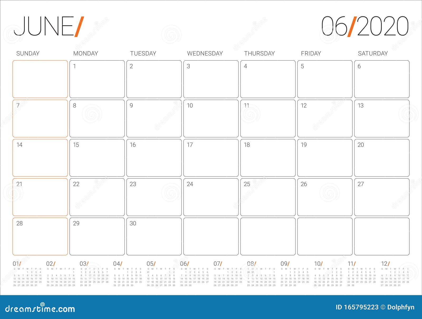 JUNE 2020 Template, Desk Calendar 2020, Trendy Background, Vector ...